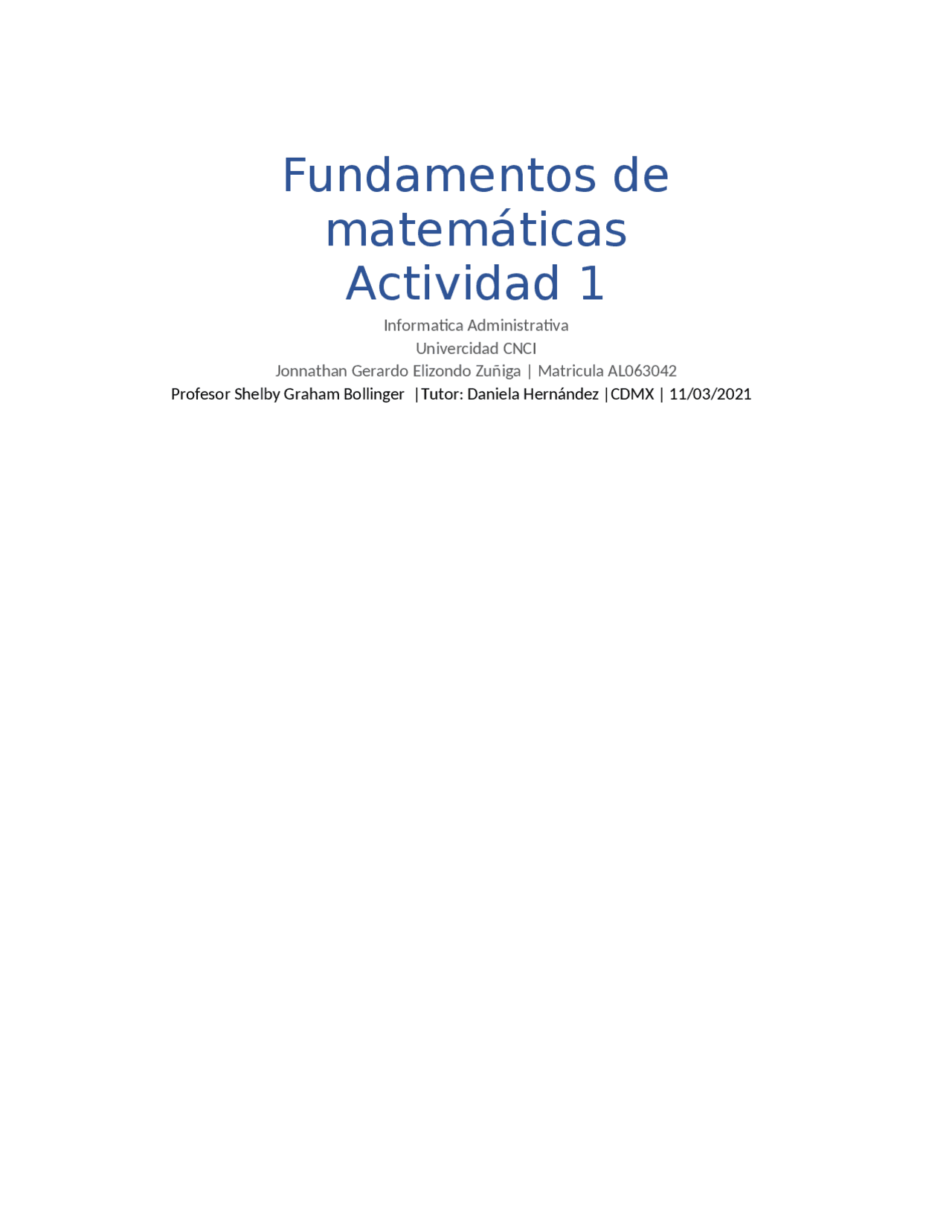 Fundamentos de matemáticas (Actividad1) - Docsity