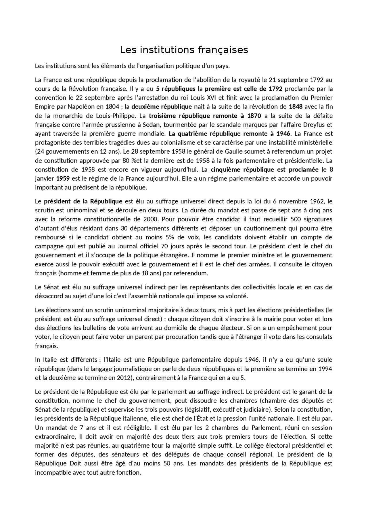 Le Istituzioni Francesi E Europee Docsity