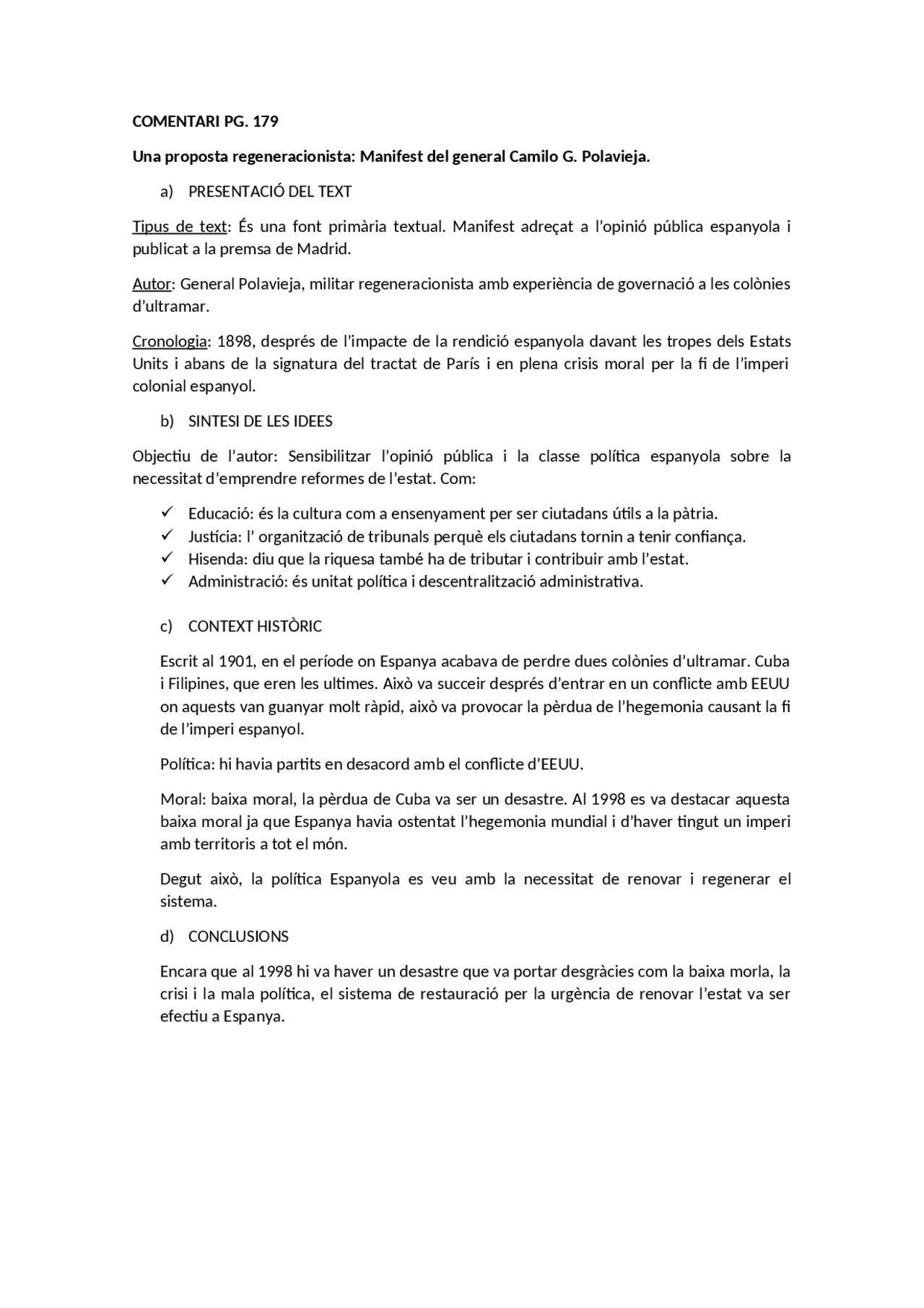 Historia Comentari De Text Docsity