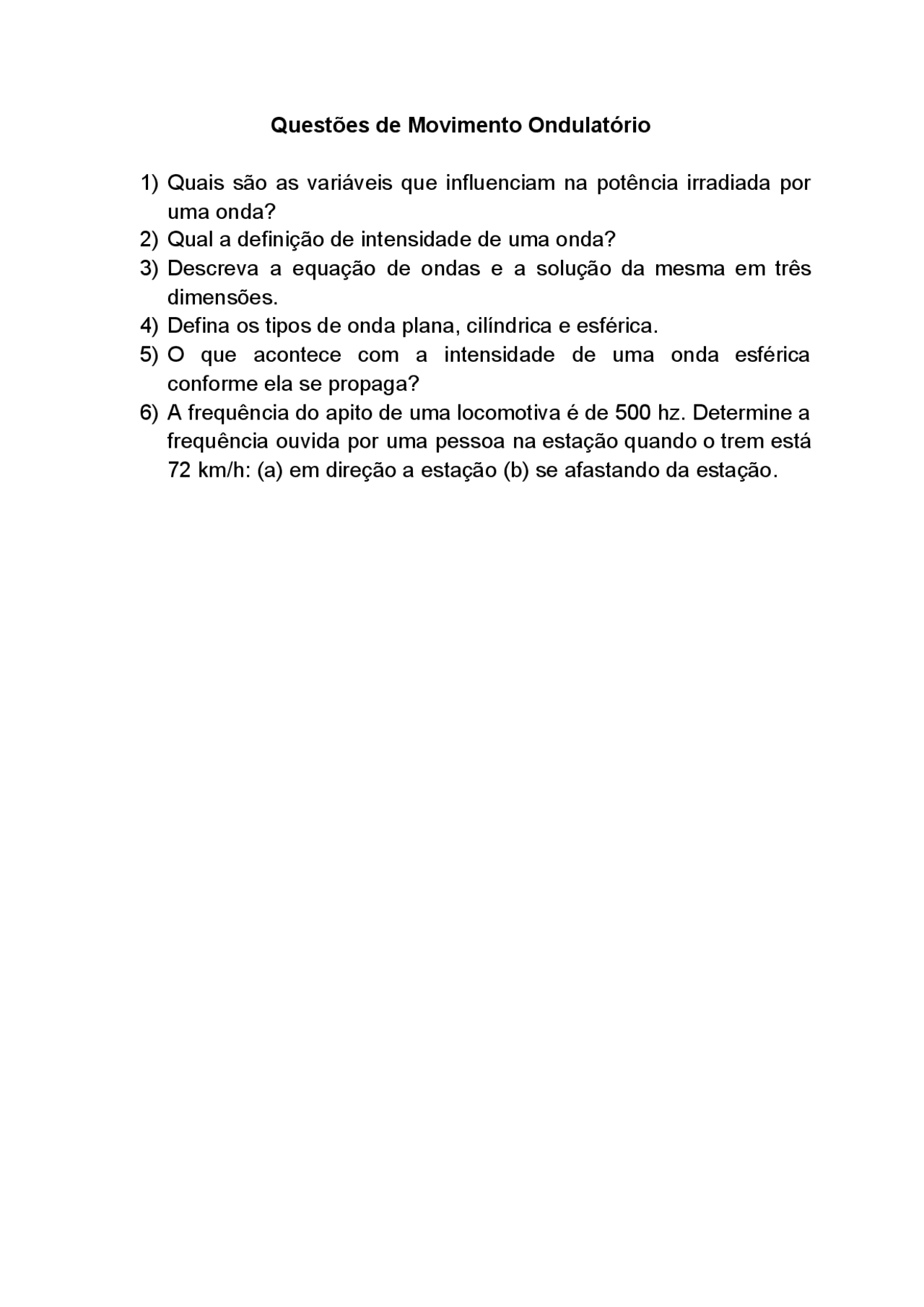 Exercícios Sobre Ondulatória Continuação 3 Docsity