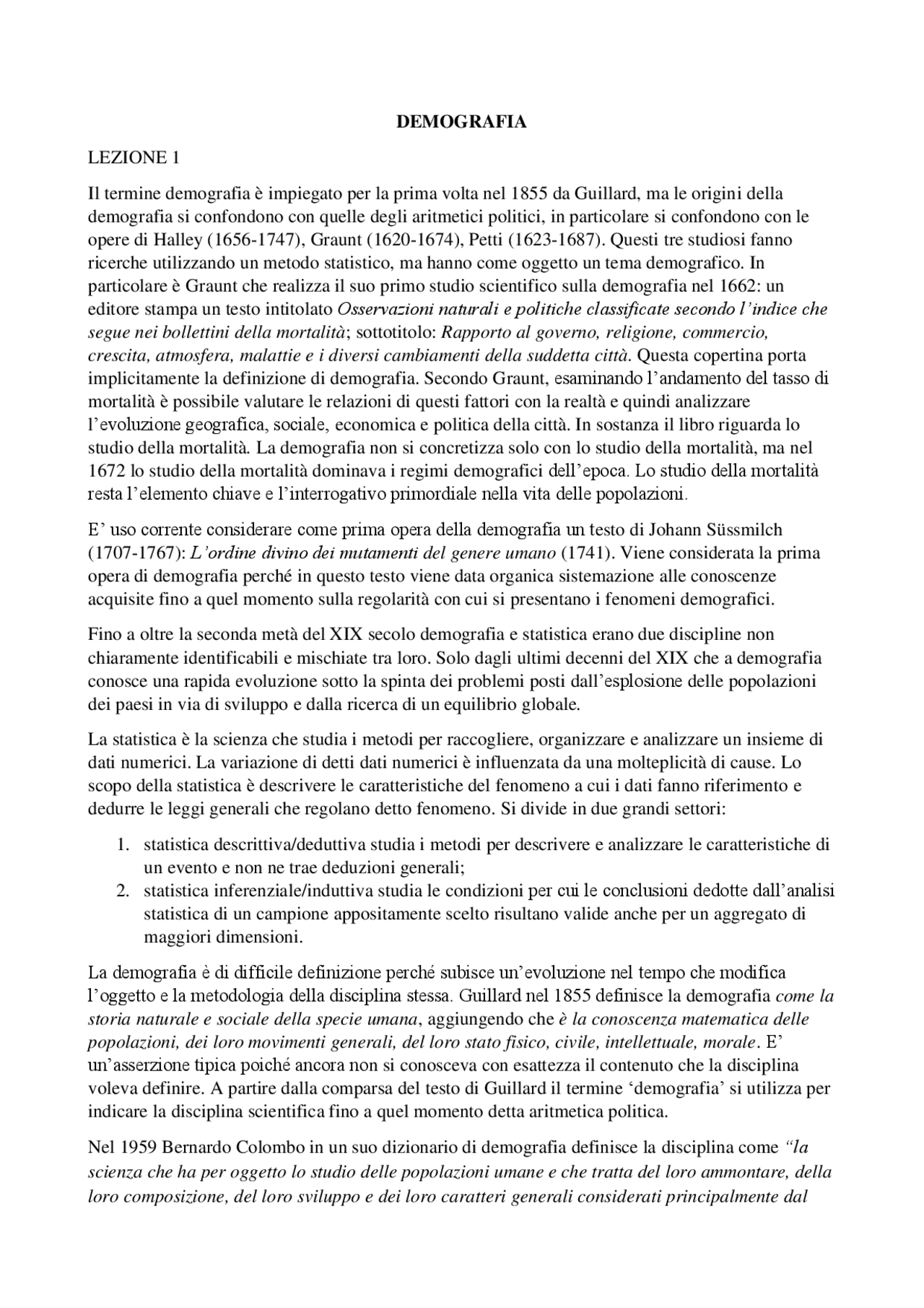 Demografia Metodologia Docsity