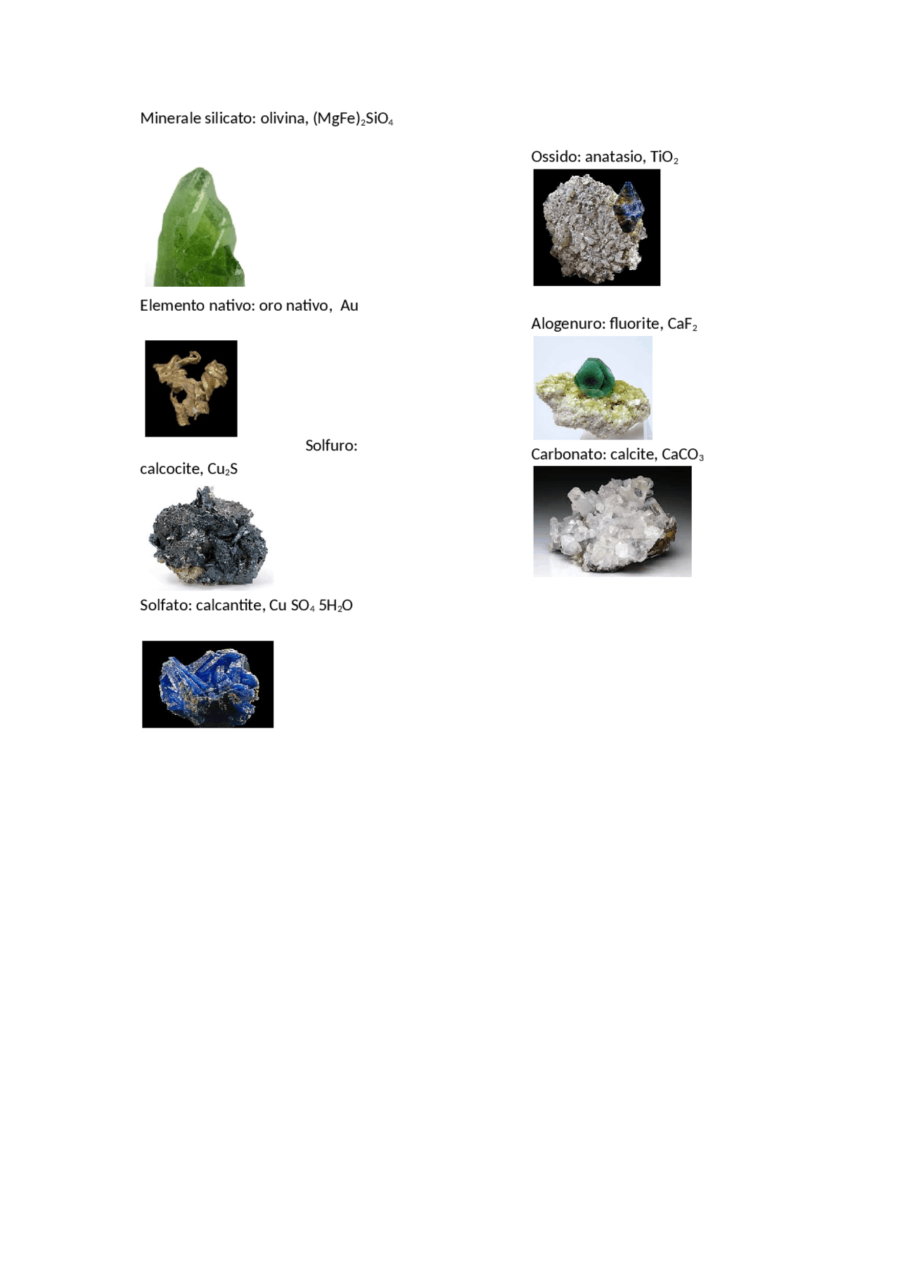 I Minerali E La Loro Composizione Docsity