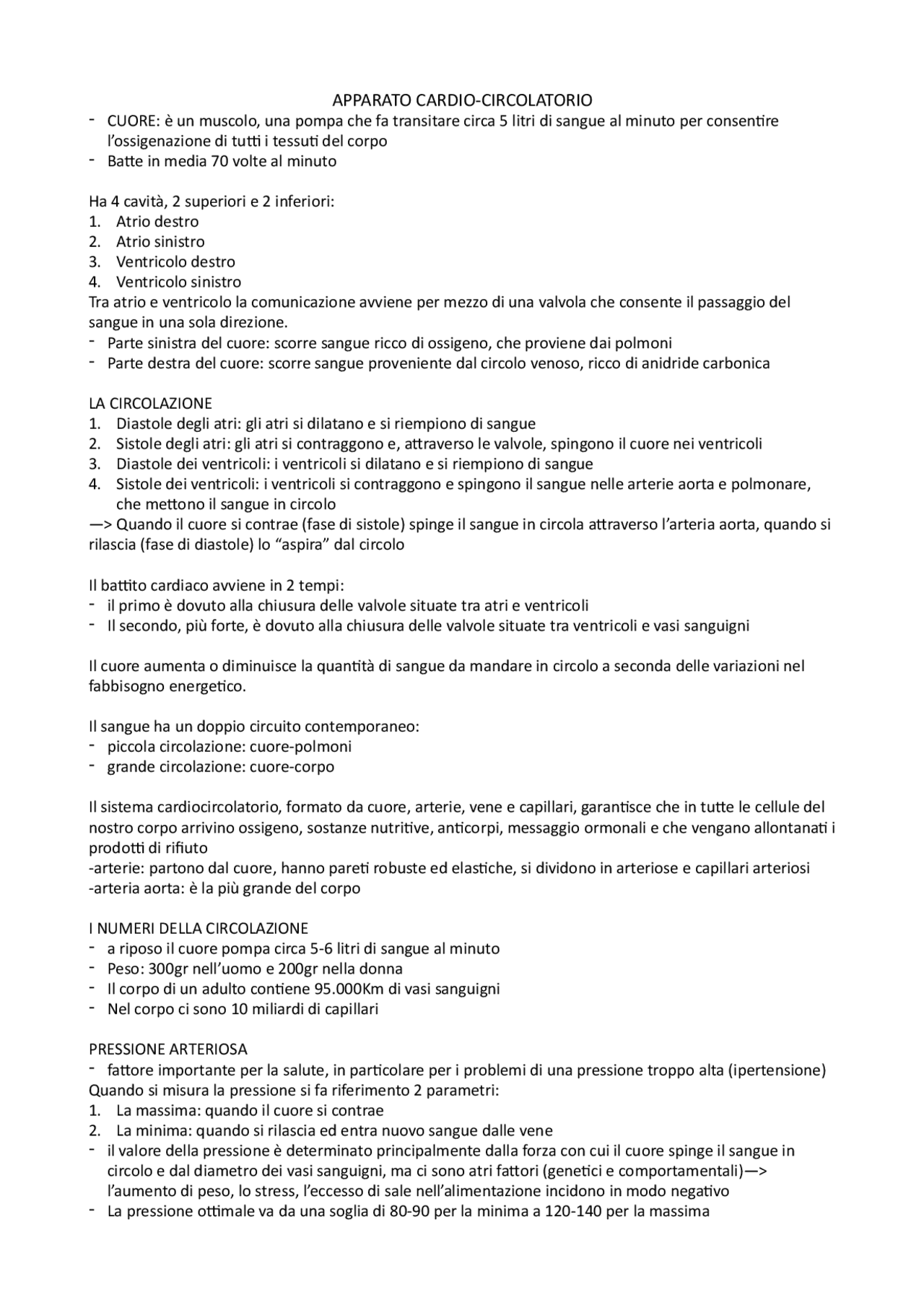 Apparato Cardiocircolatorio E Respiratorio Docsity