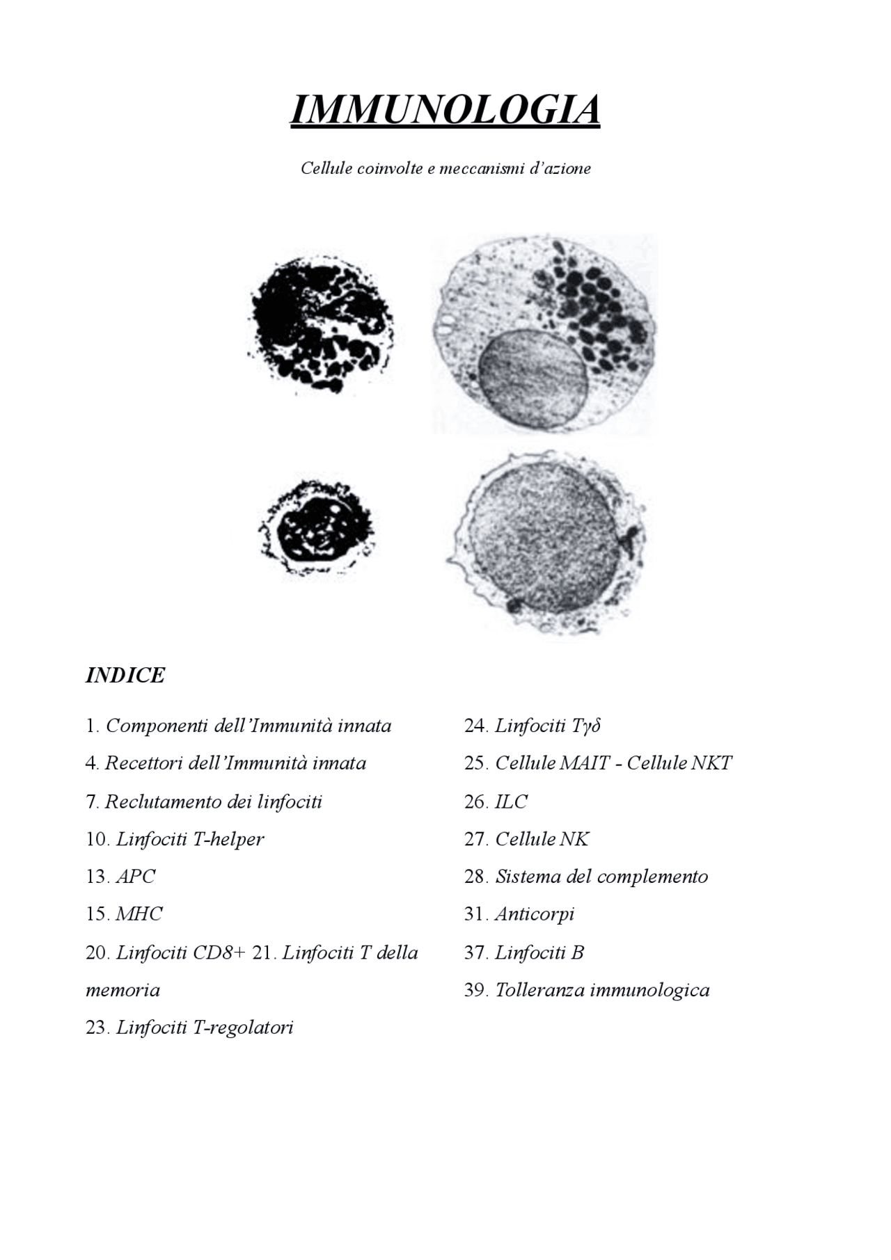 Immunologia riassunto - Docsity