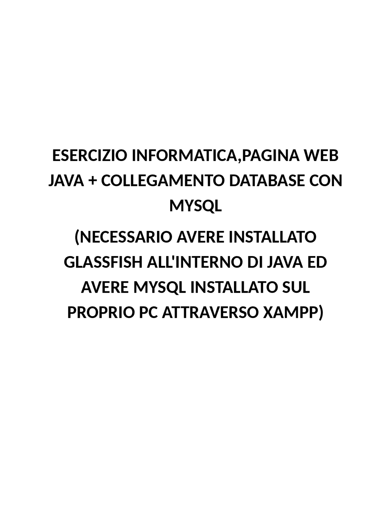 Esercizio Pagina Web Java Connessione Database Esercizi Di
