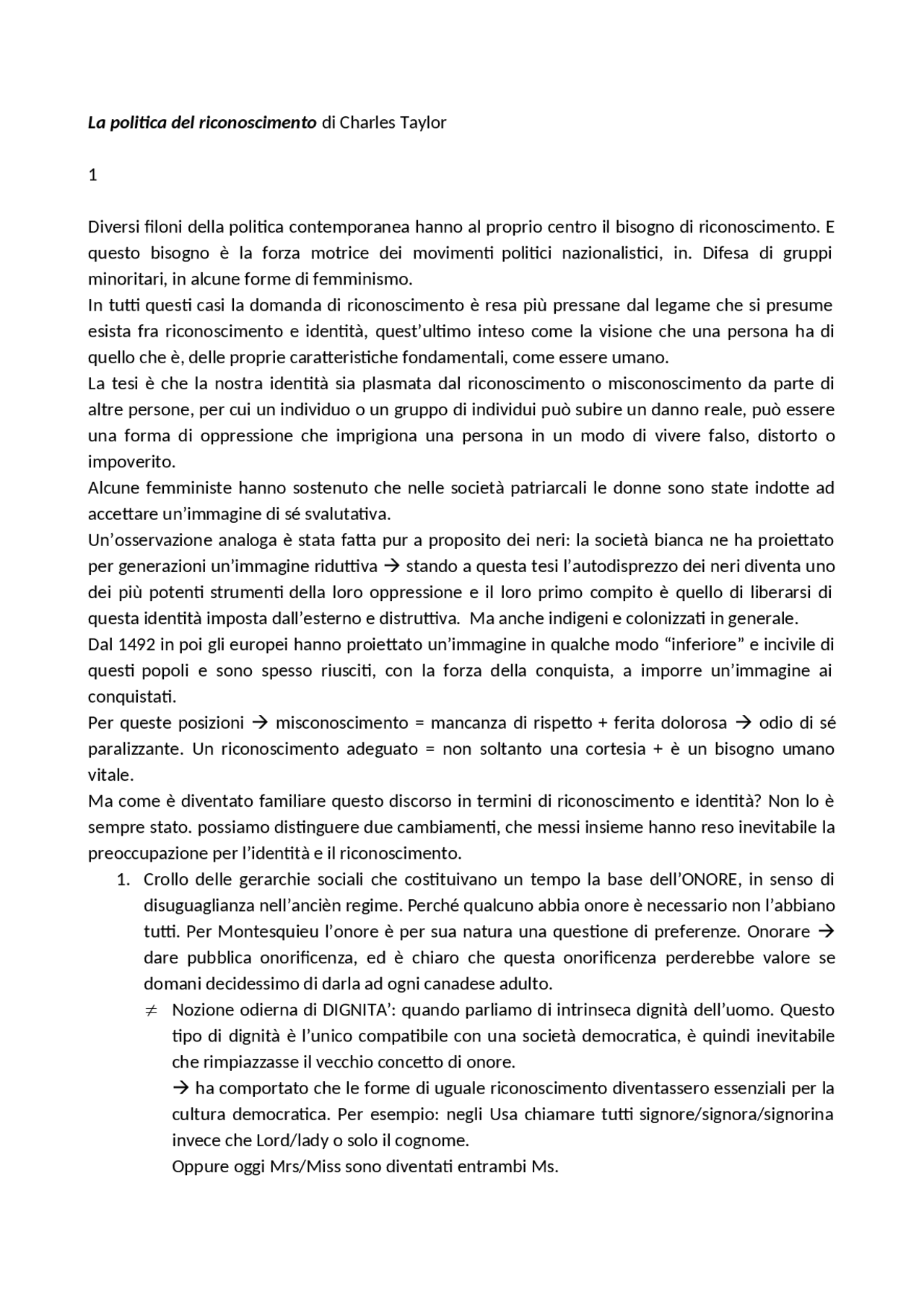Multiculturalismo Lotte Per Il Riconoscimento Docsity