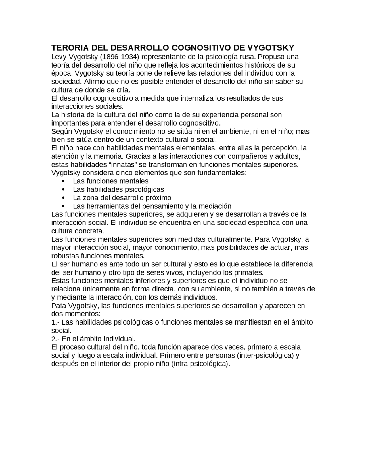 Desarrollo Cognitivo Docsity