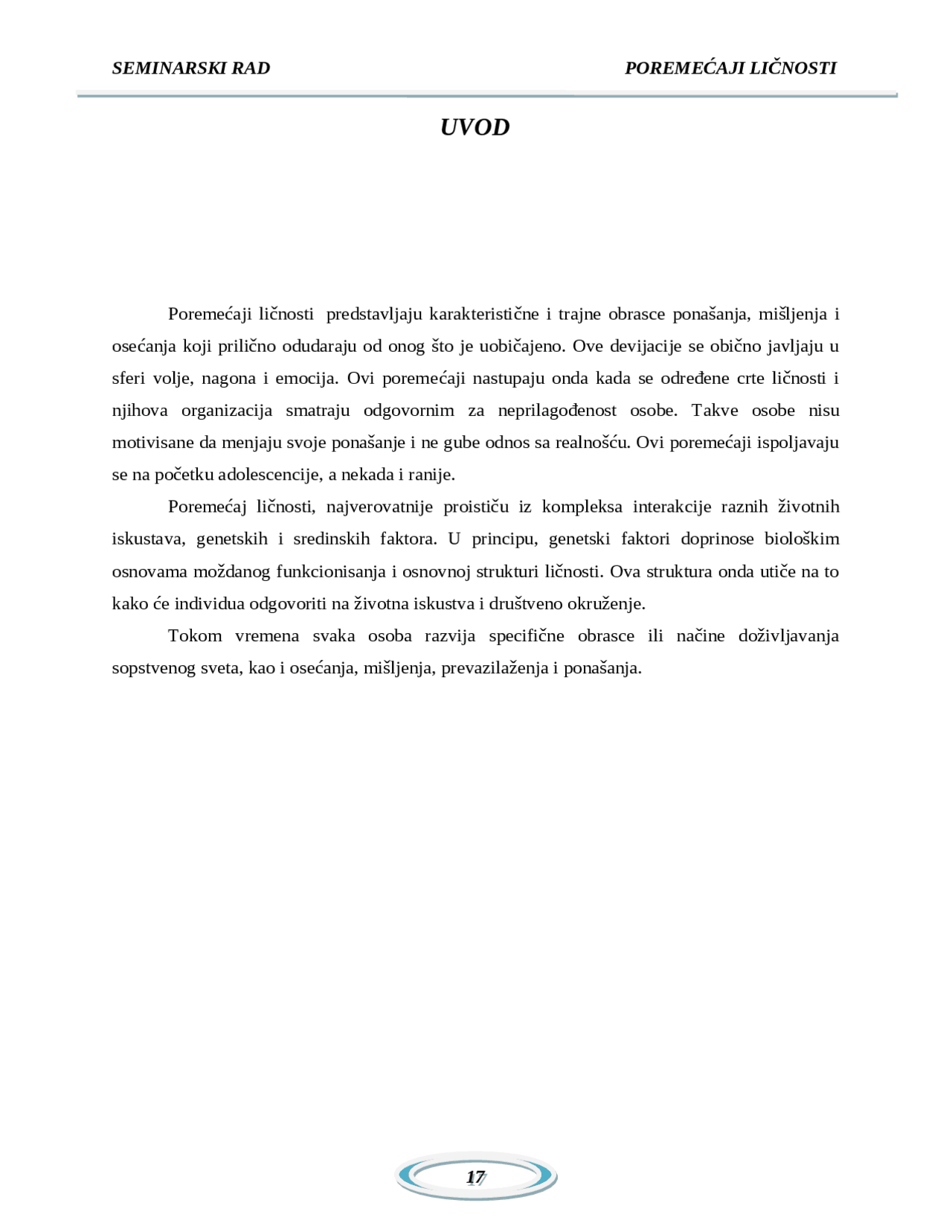 Poremecaj licnosti, vrste, osobine i nastanak | Seminarski radovi ...