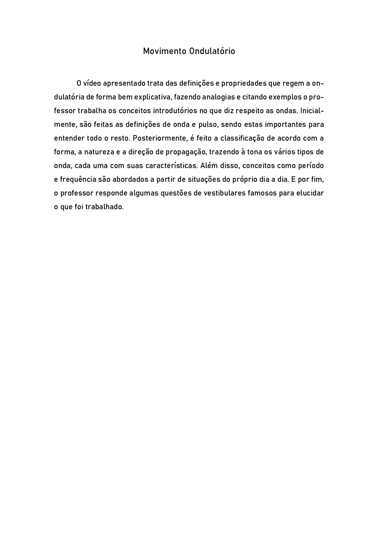 Exercícios Comentários E Redação Sobre Ondulatória Docsity