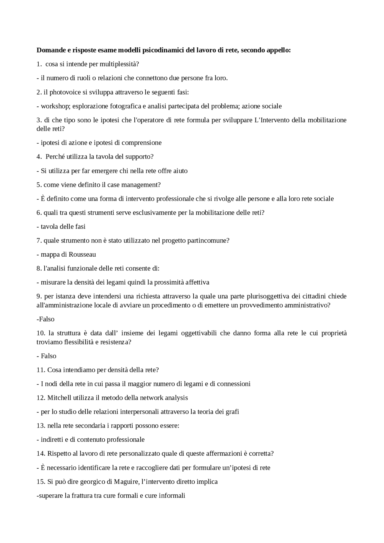Prova Desame Modelli Psicodinamici Docsity