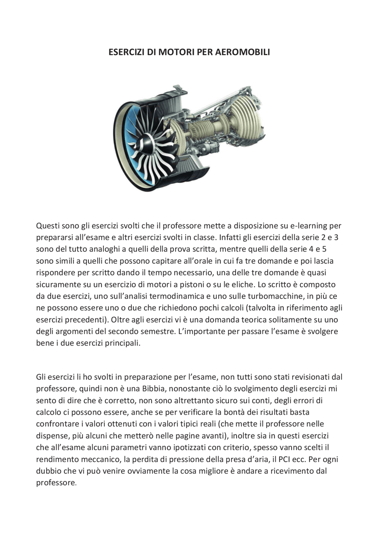 Parte 1_Esercizi motori per aeromobili - Docsity