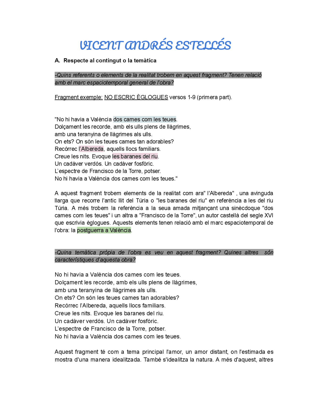 Preguntes Selectivitat Vicent Estellés Docsity