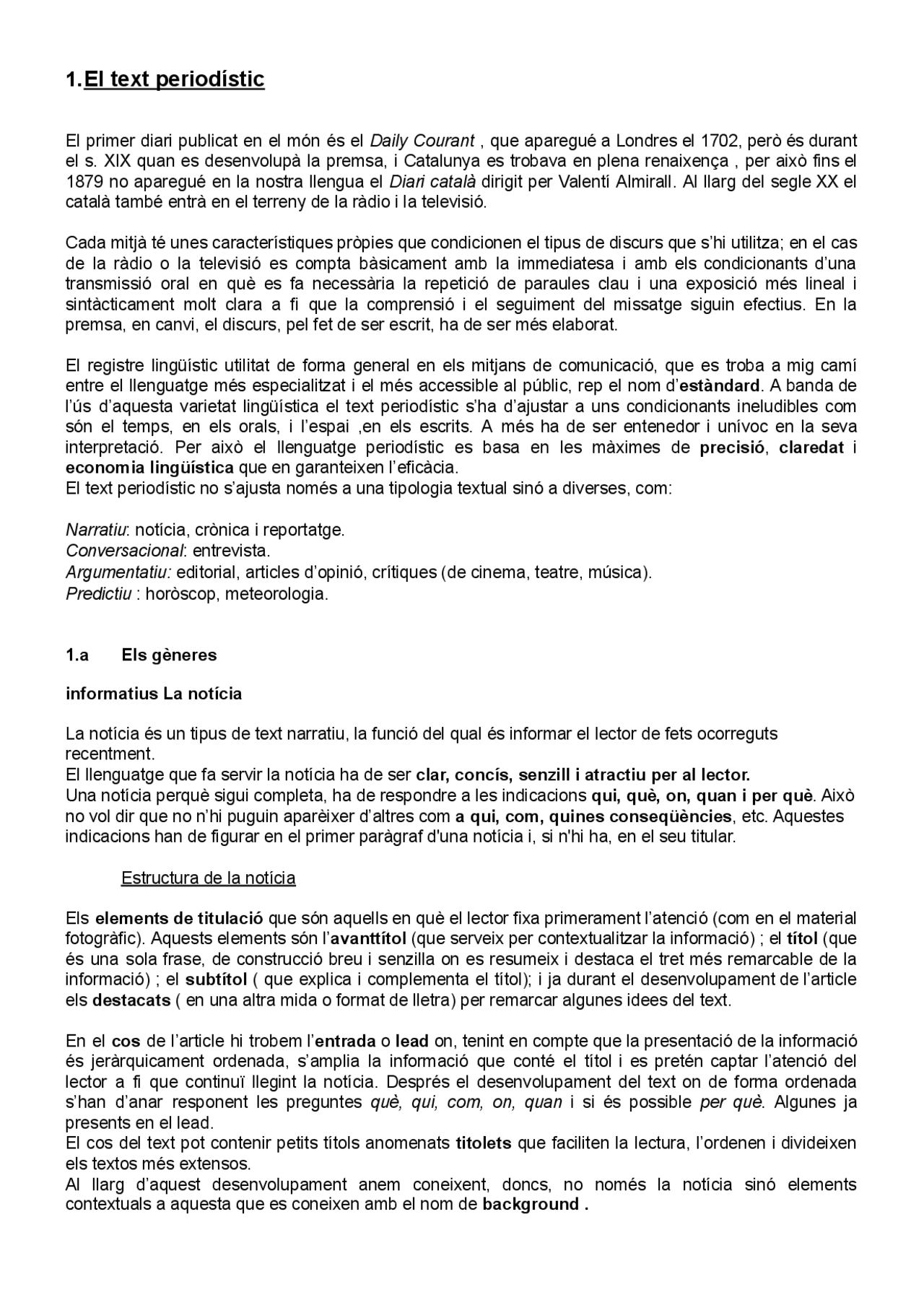 El Text PeriodÍstic Català 2n Batx Docsity