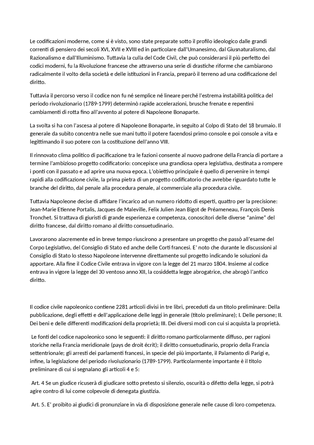 Codificazione Code Napoleon Docsity