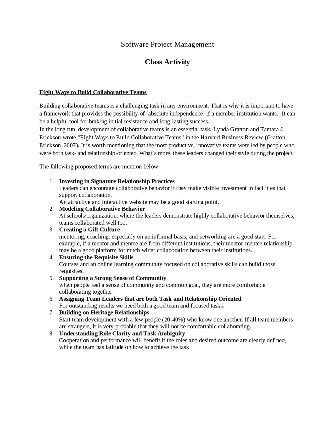 Software Project Management Assignments Docsity
