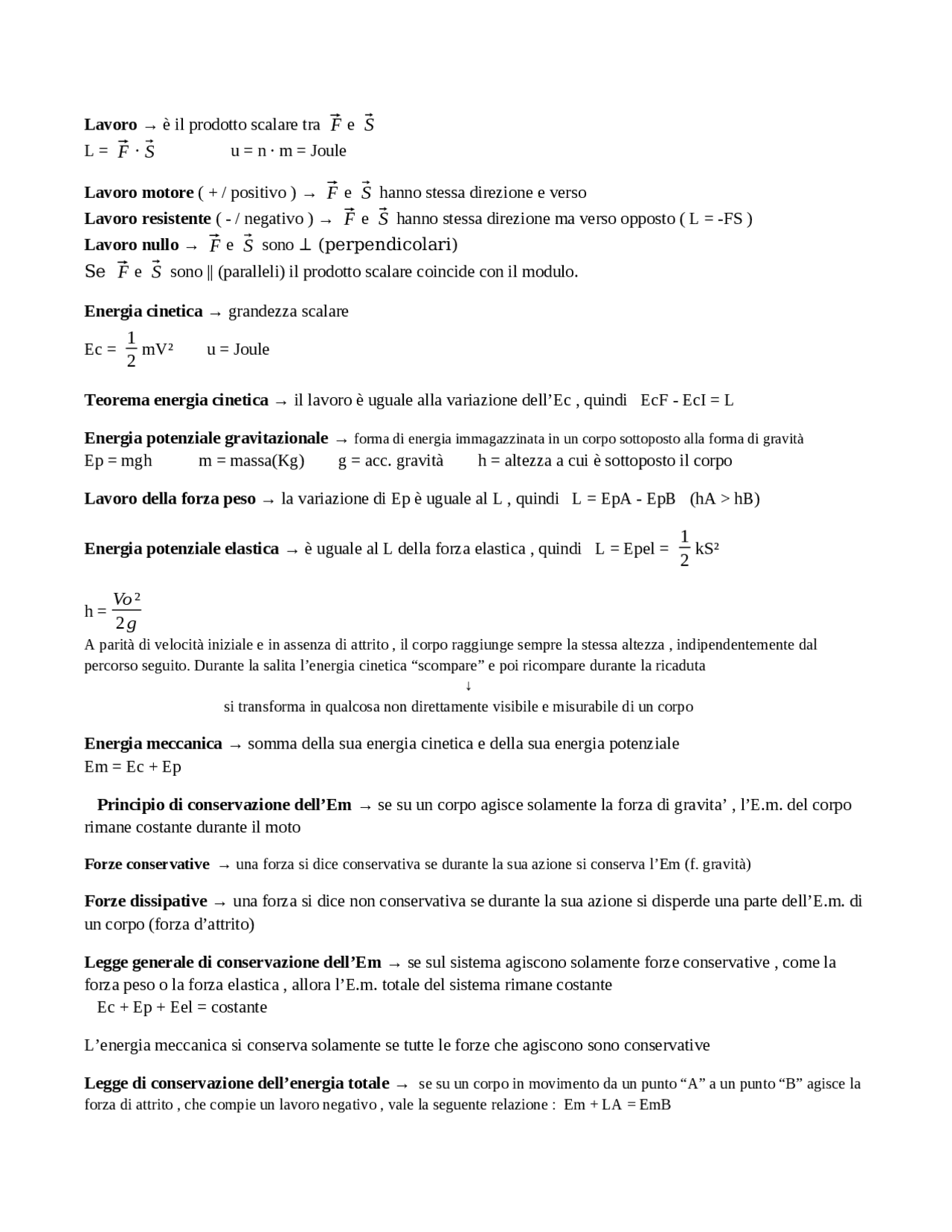 Formule fondamentali di fisica. - Docsity