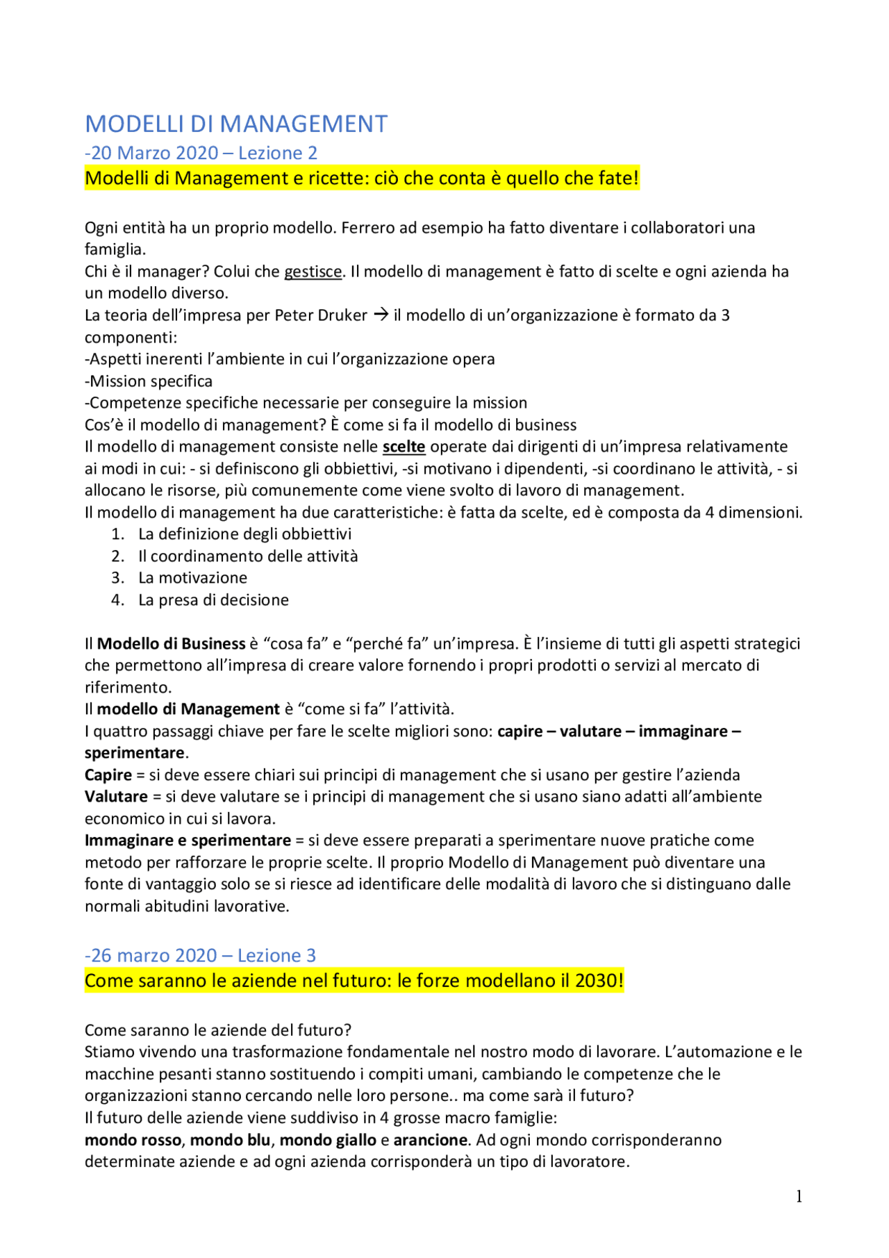 Modelli Di Management Appunti Di Business Planning Docsity