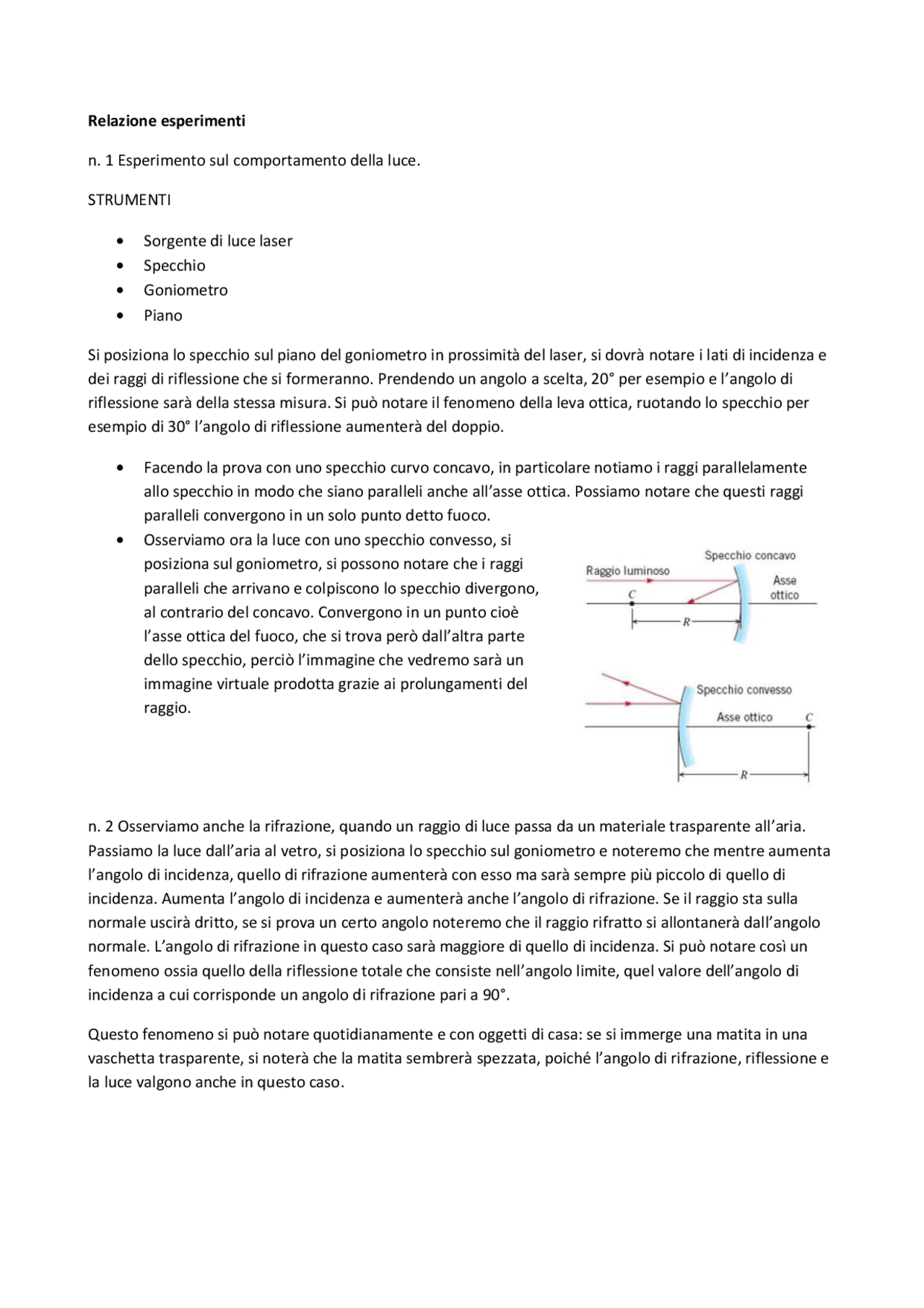 Relazione esperimenti - Docsity