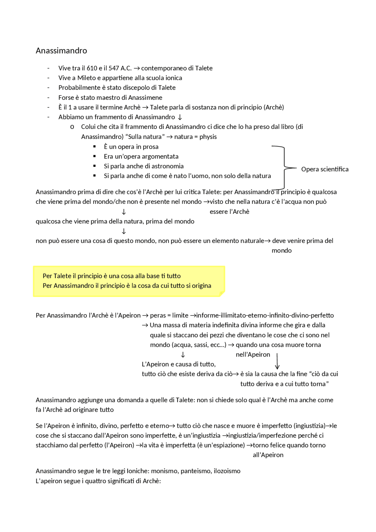 Anassimandro Il Sua Archè Lapeiron Appunti Di Filosofia Docsity