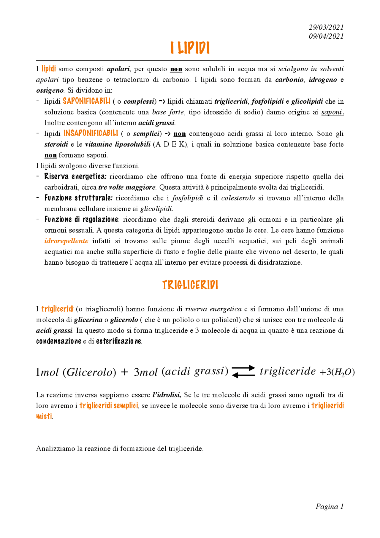 Appunti Di Chimica Sui Lipidi Docsity