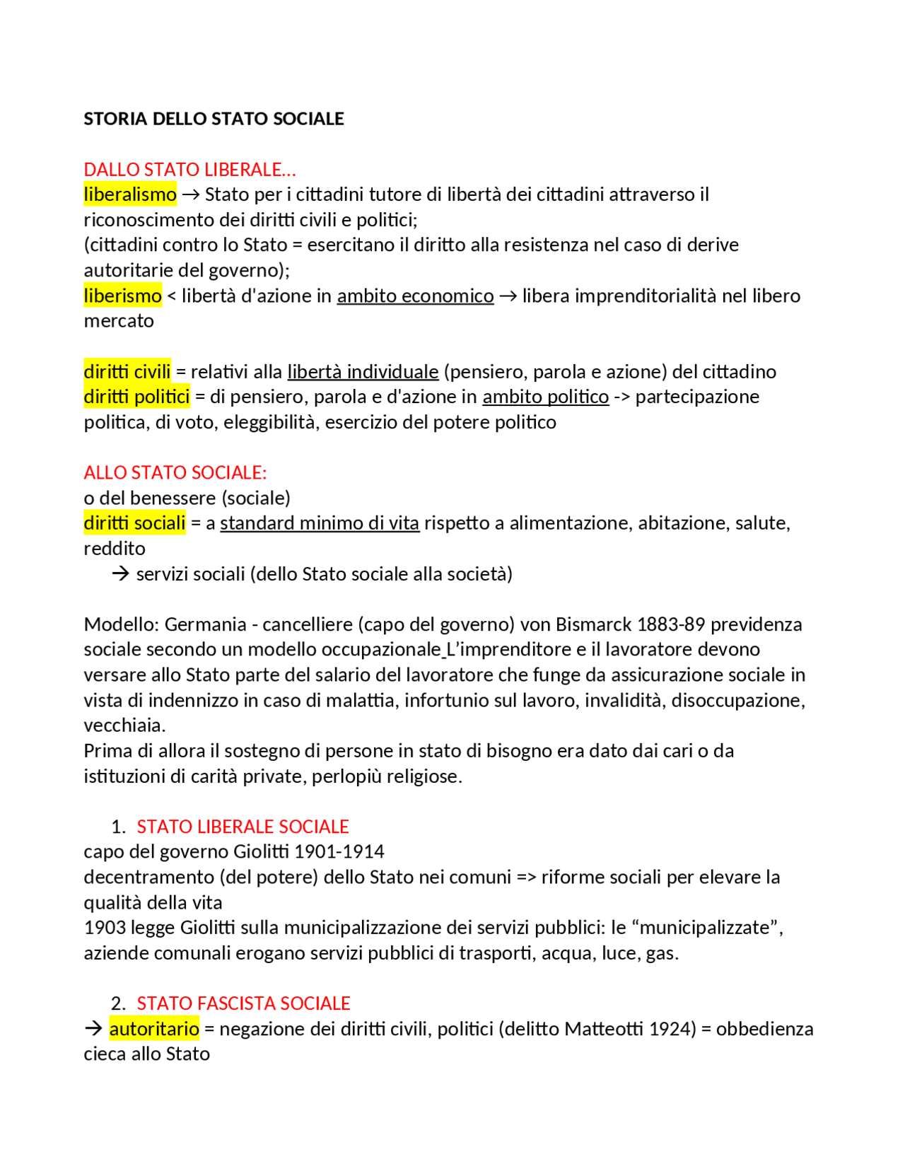 Storia Dello Stato Sociale Formulari Di Scienze Umane Docsity