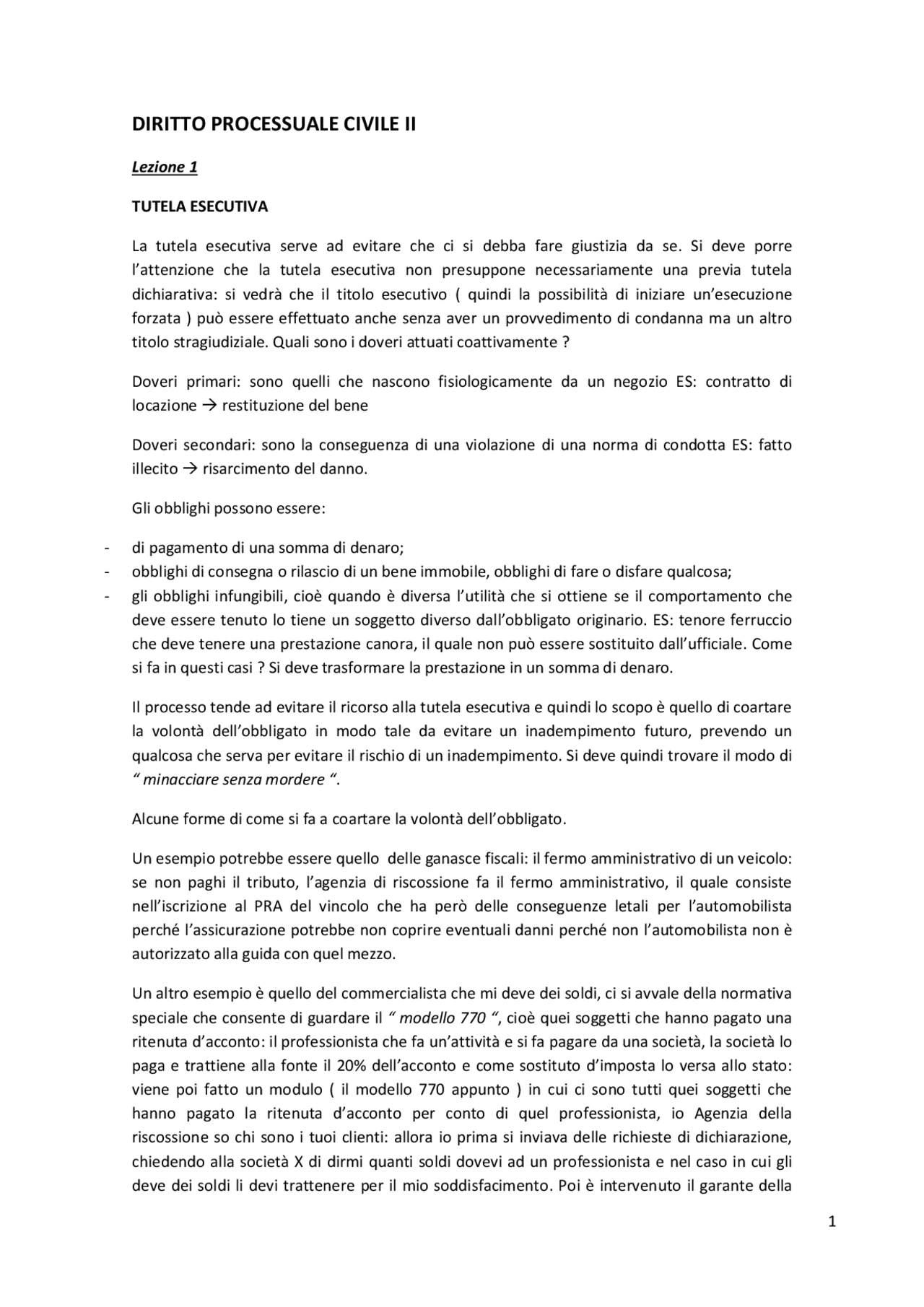 Diritto Processuale Civile Ii Docsity