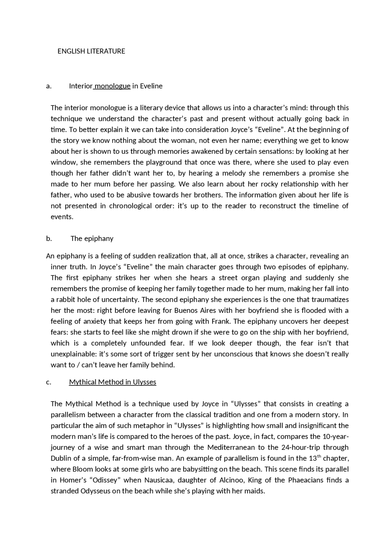 Joyce and his way of writing - Docsity