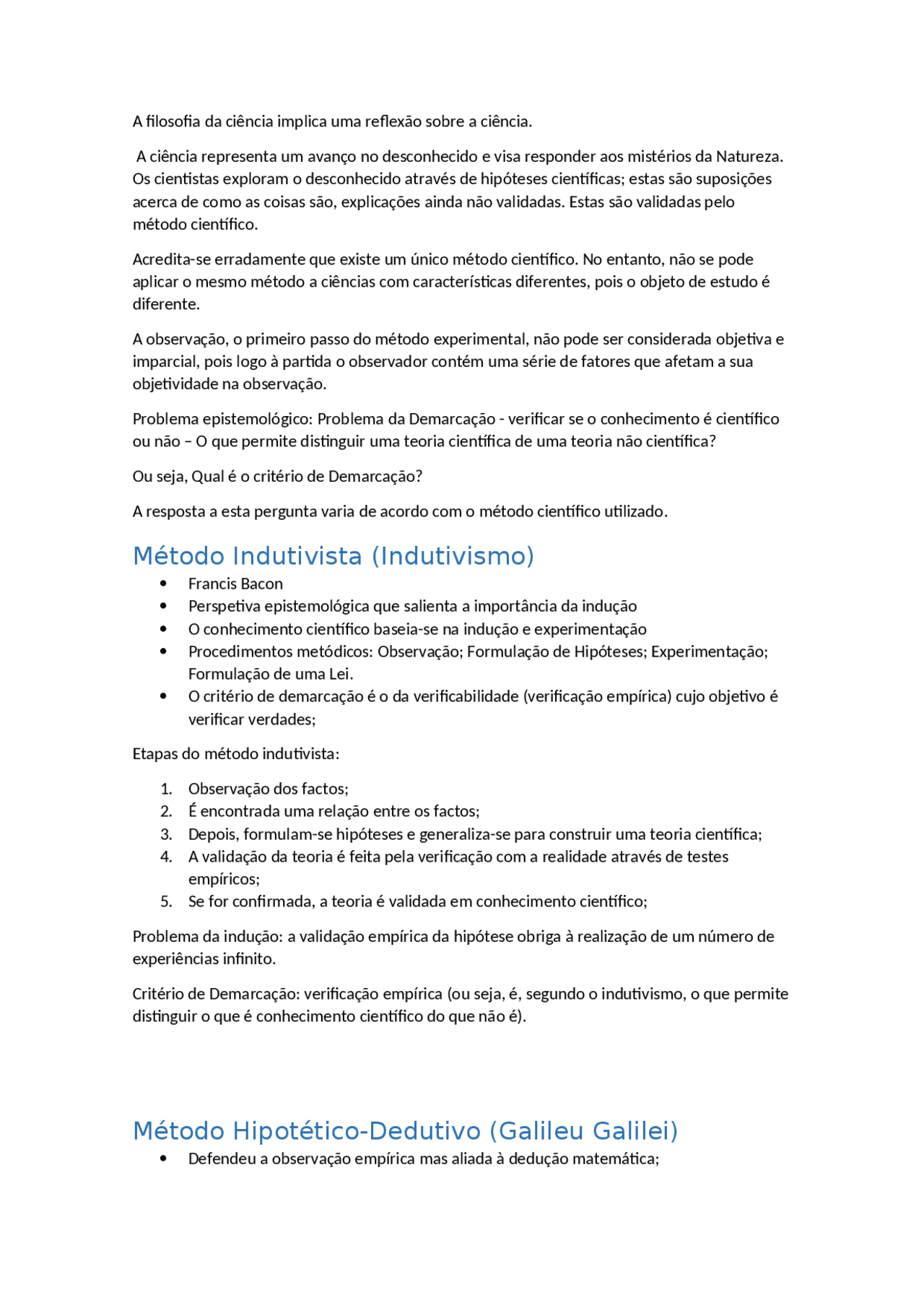 Método Científico Resumo Docsity