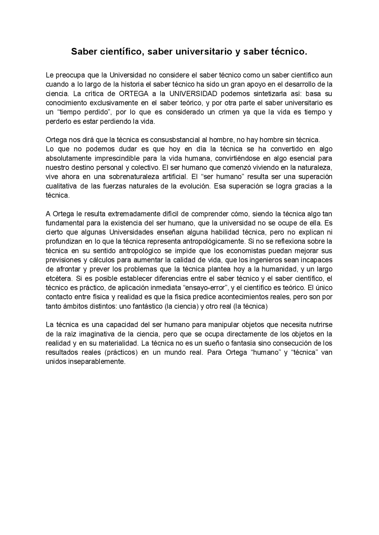 Redacciones Filosofia Ortega Y Gasset Selectividad Docsity