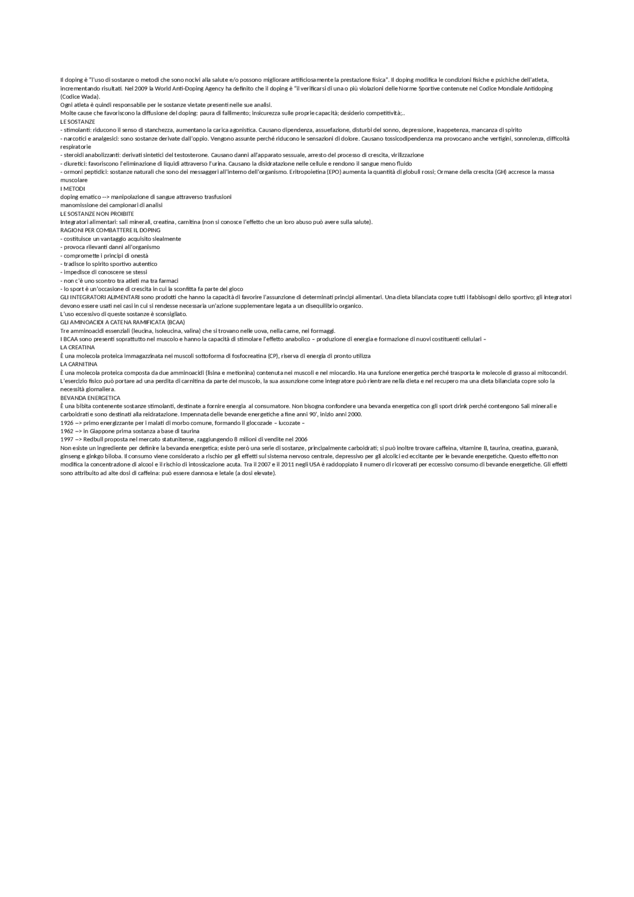 Appunti sul doping (che cos'è, sostanze,..) - Docsity