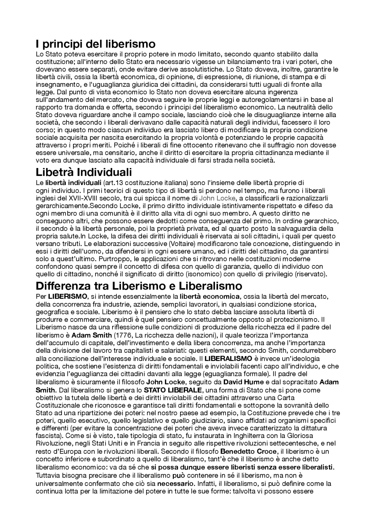 Liberalismo e Liberismo - Docsity