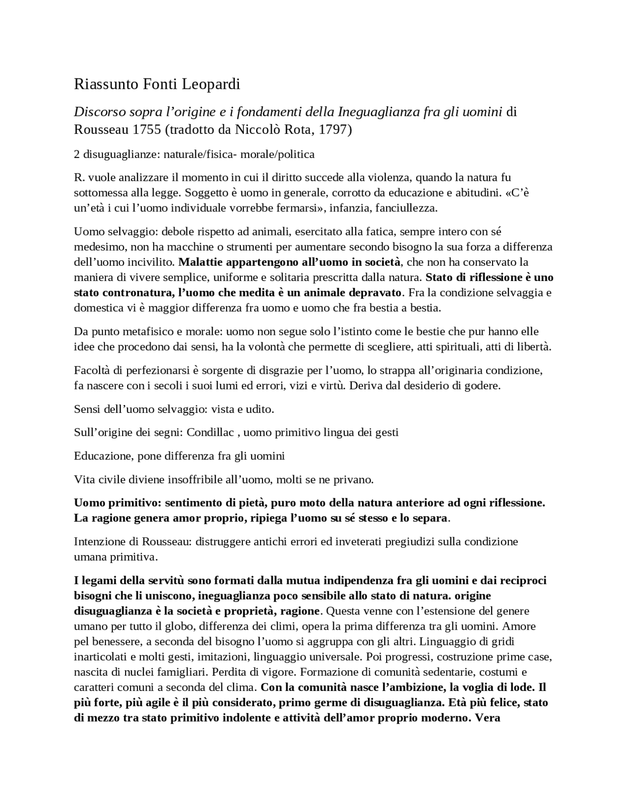Riassunto Fonti Leopardi Rousseau Longino Burke Docsity