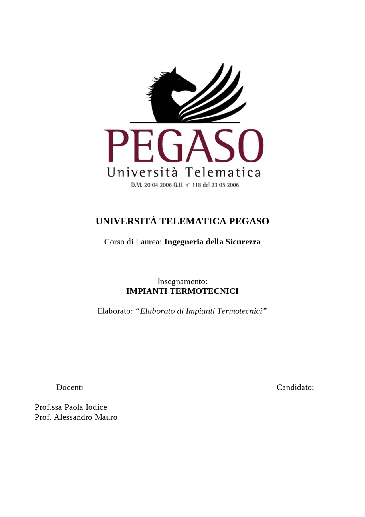 Elaborato Impianti Termotecnici Docsity