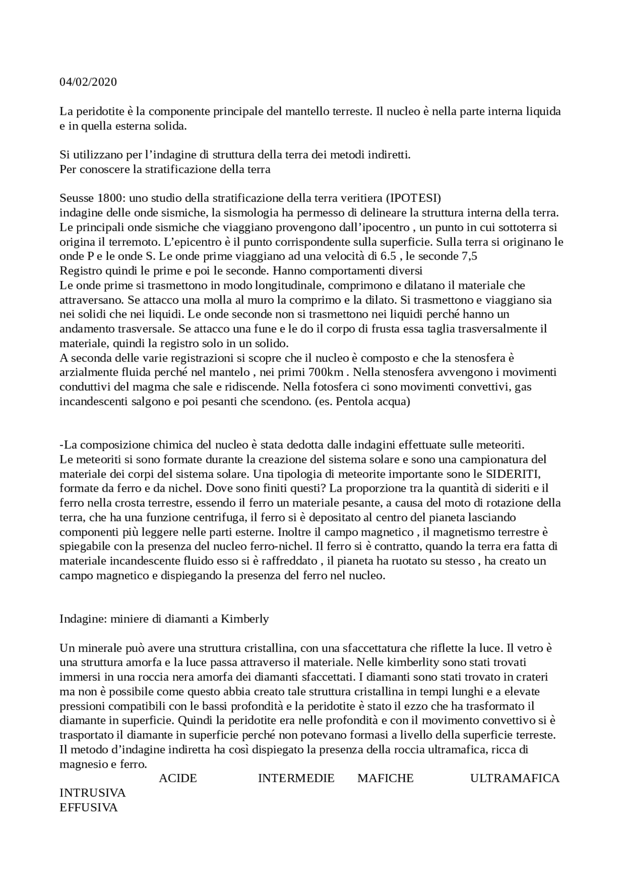 Appunti Scienze Della Terra Vulcani Docsity