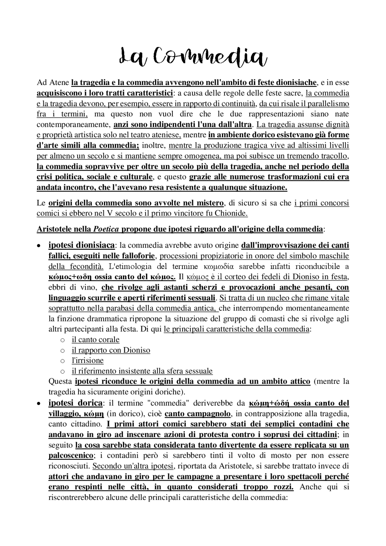 La Commedia Greca E Il Suo Sviluppo Docsity