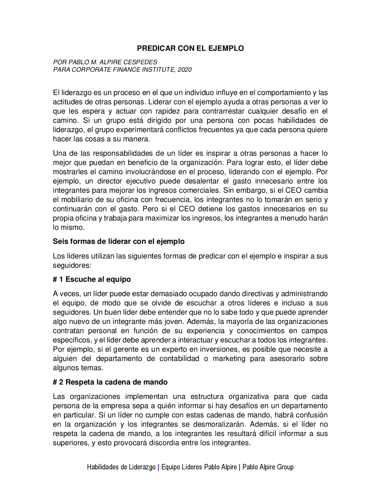 Predicar con el ejemplo - Docsity