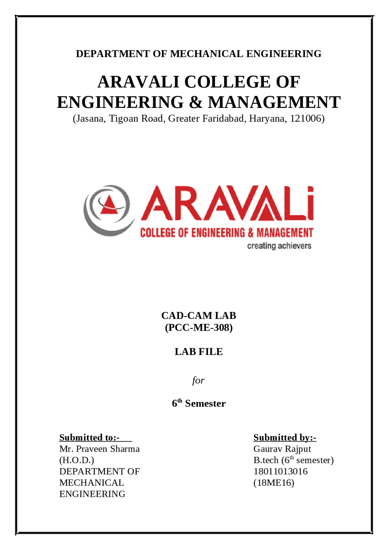 Front page of any report file - Docsity