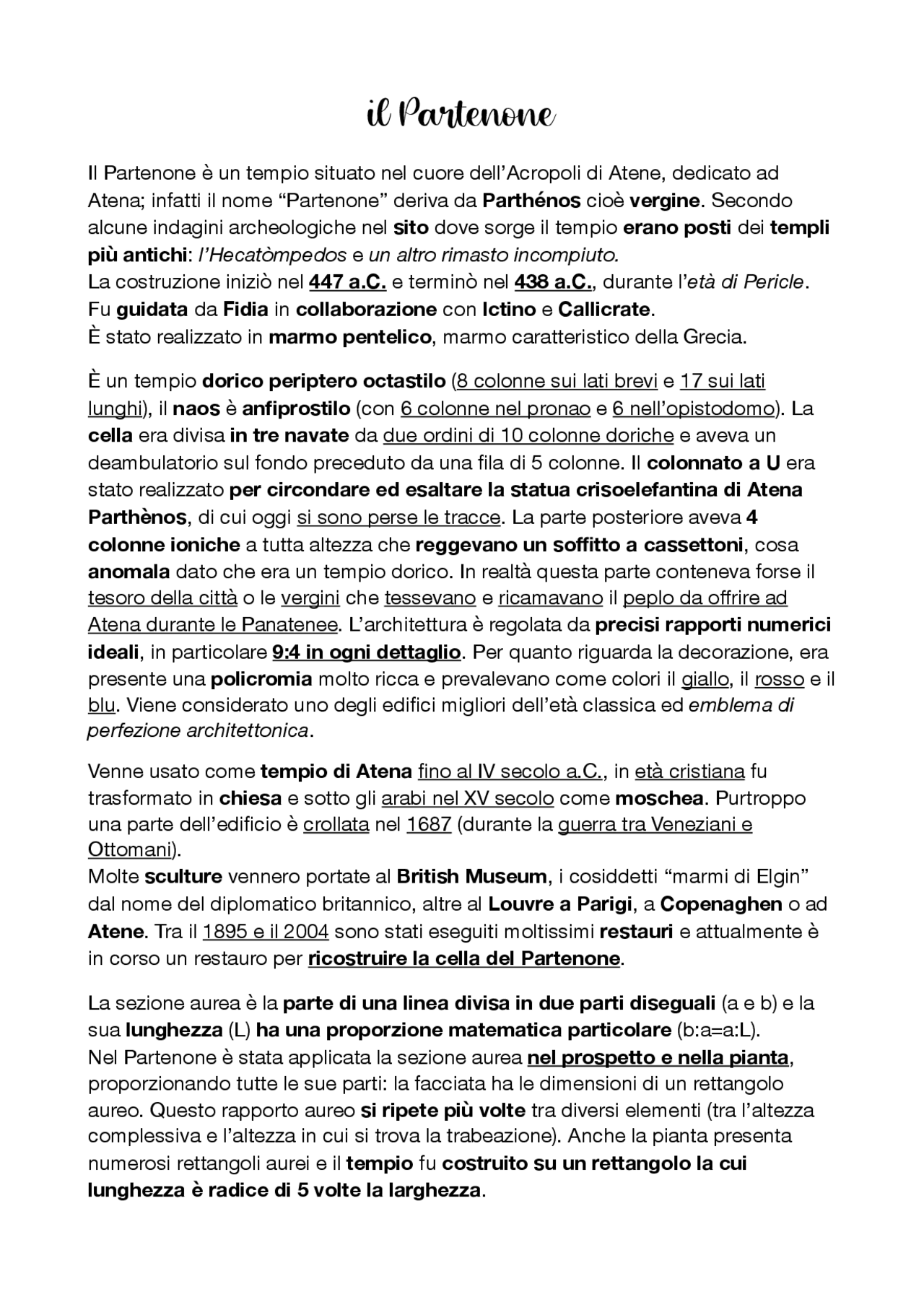 L’arte greca - il Partenone, Dioniso e il Bambino, la Nike di ...