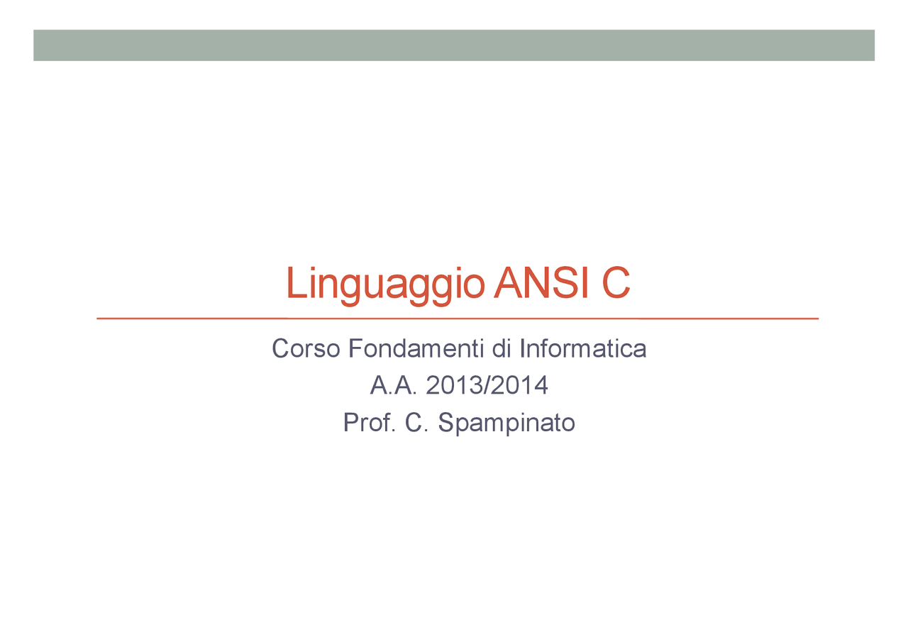 Linguaggio Ansi C Modalità Docsity
