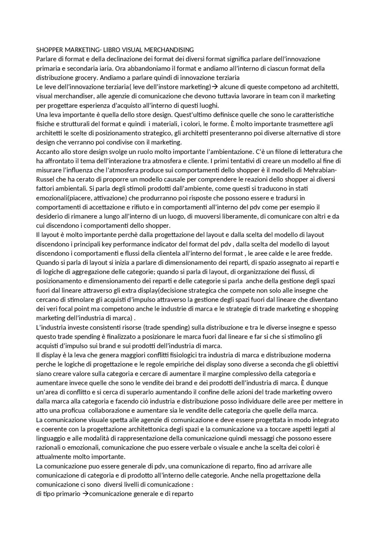 Appunti Visual Merchandising 2019/2020 (prof CARDINALI) | Appunti di Marketing | Docsity
