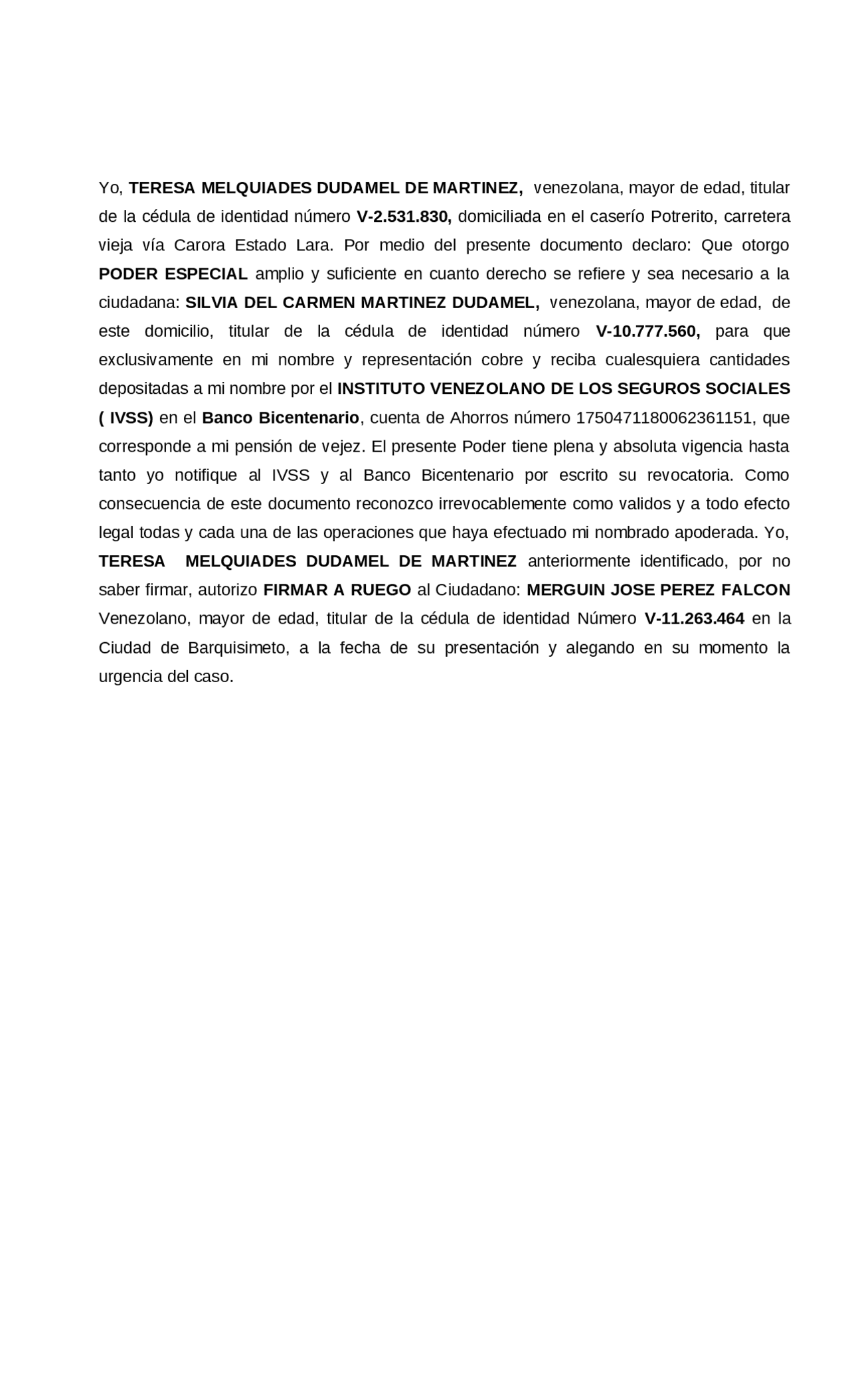 Poder con firma a Ruego | Transcripciones de Derecho Civil | Docsity