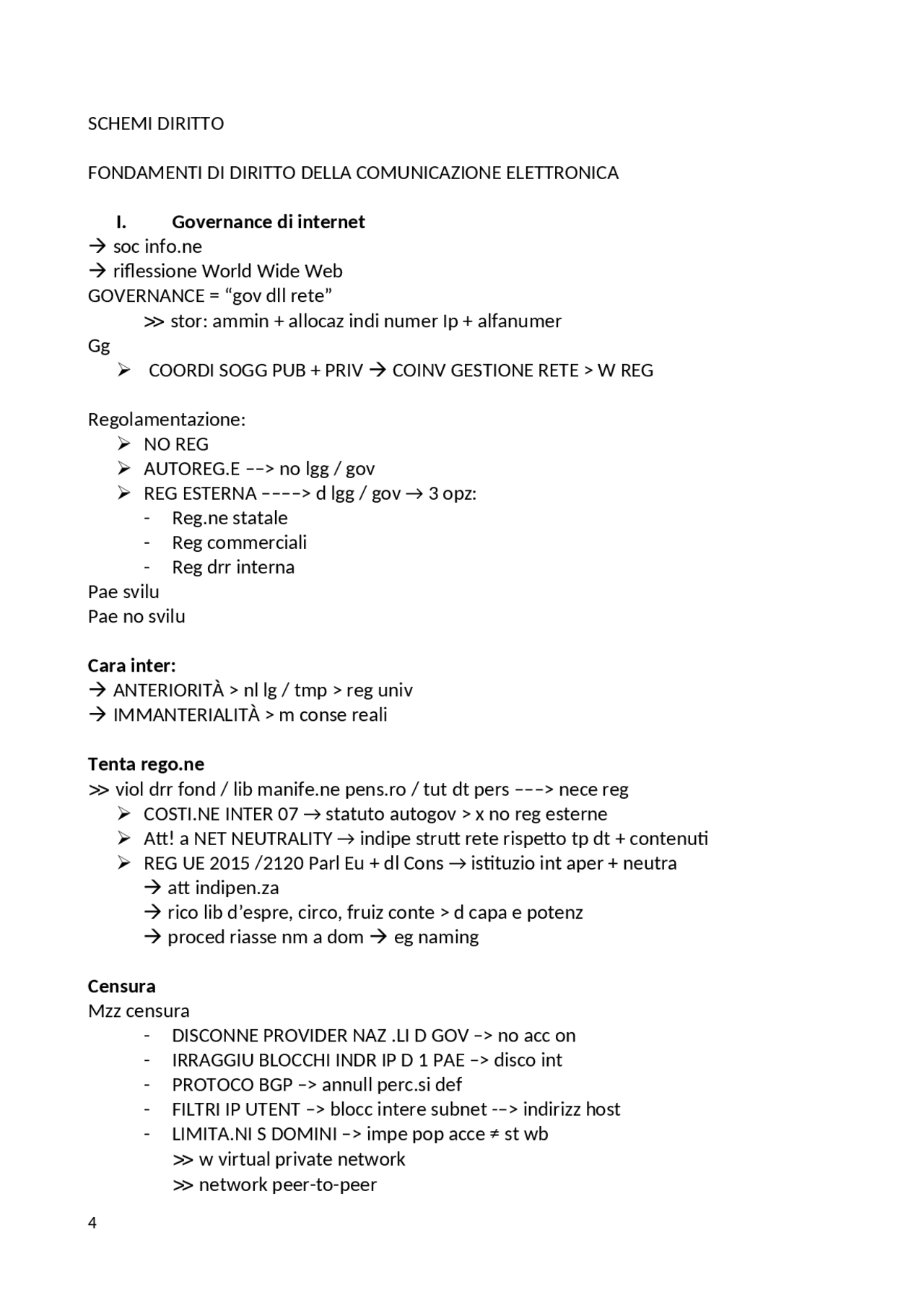 Schemi Fondamenti Di Diritto Della Comunicazione Elettronica Docsity