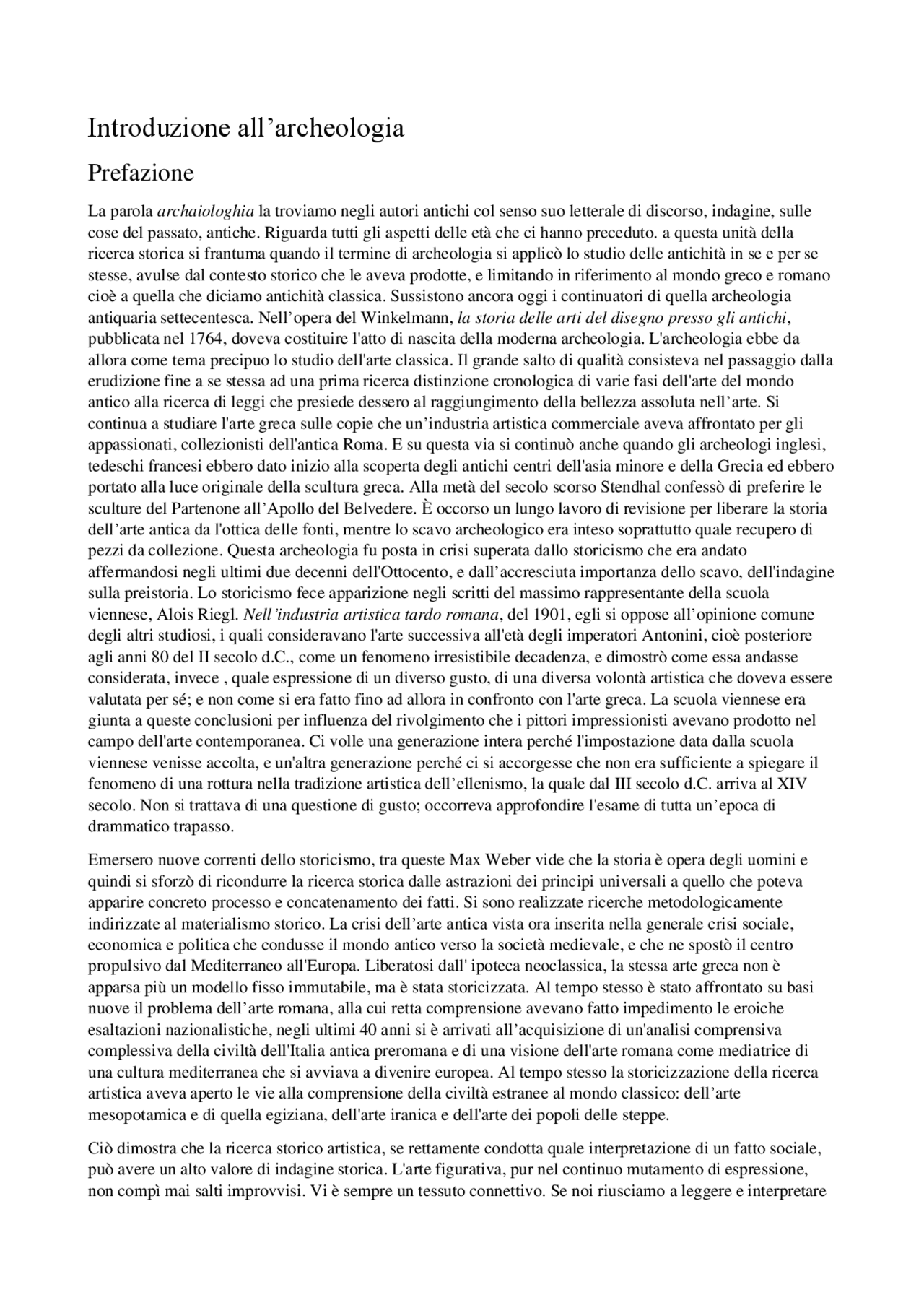 Introduzione Allarcheologia Bianchi Bandinelli Docsity
