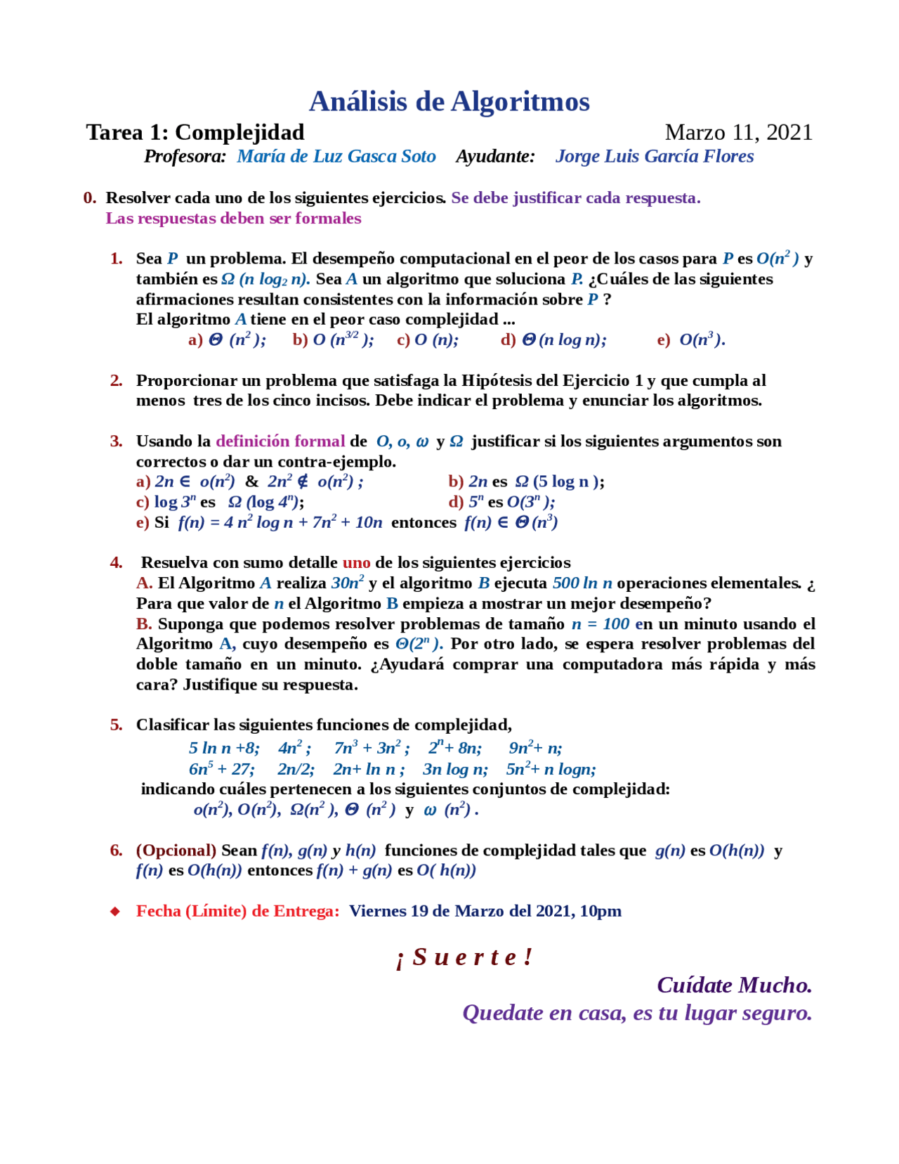 Ejercicios Analisis De Algoritmos Docsity