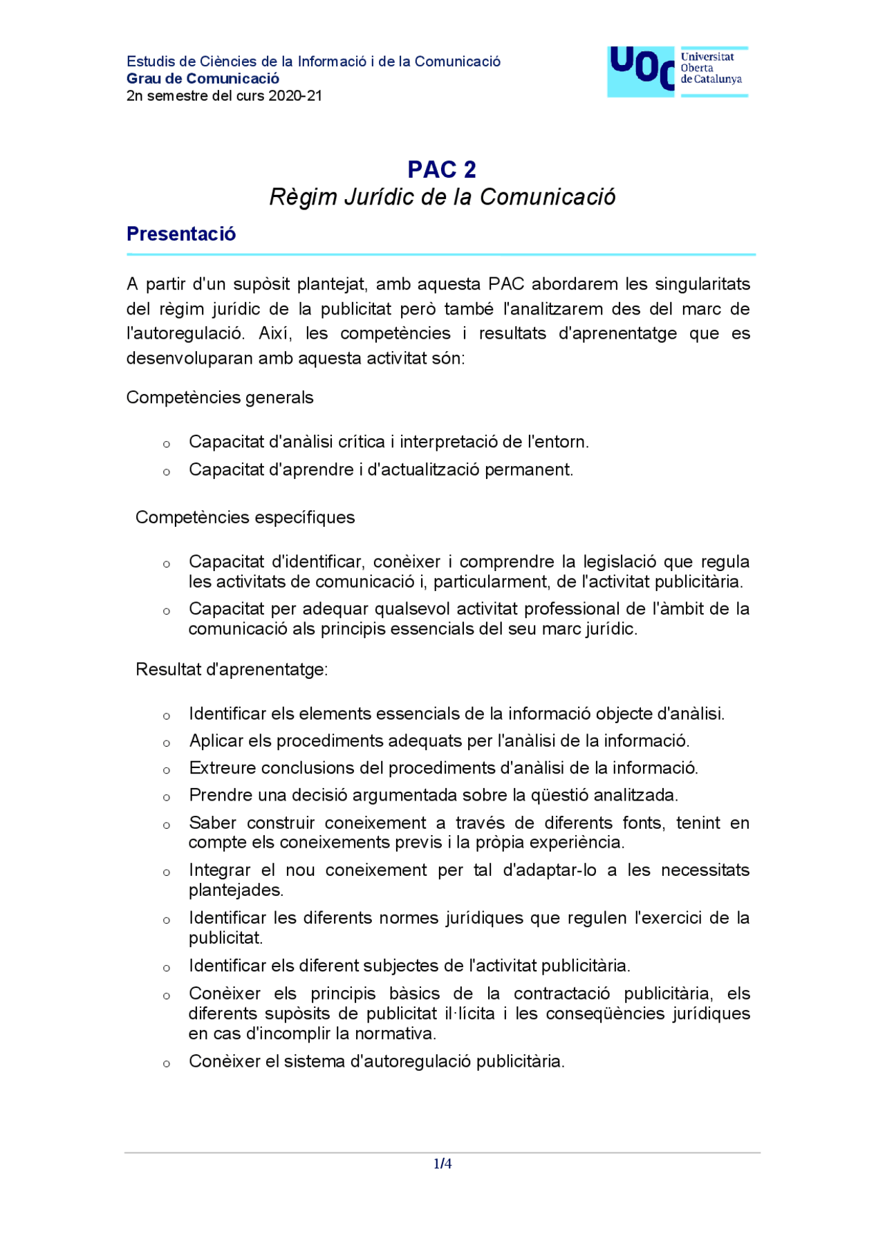 Regimen Juridico Pac Uoc Docsity
