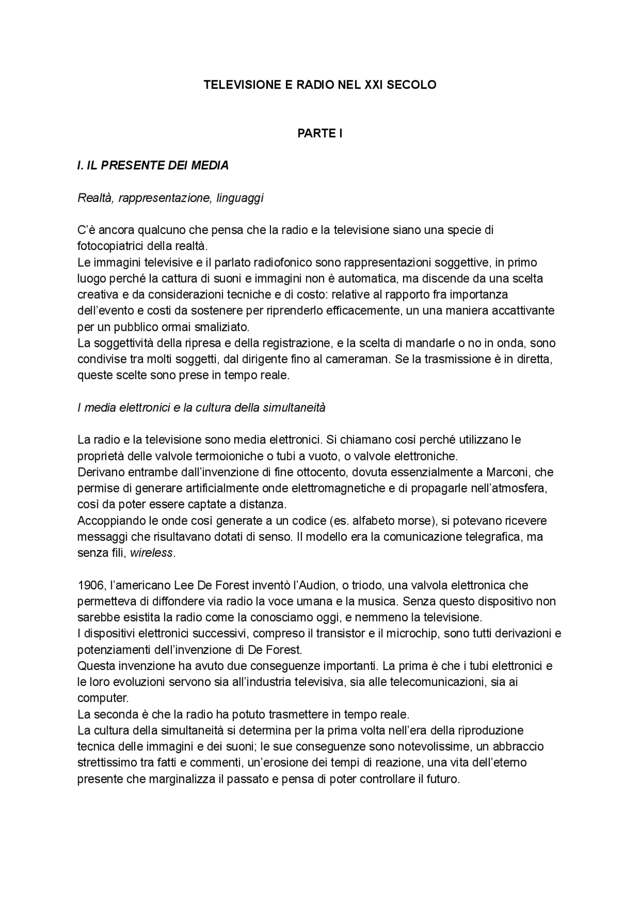 Televisione E Radio Nel Xxi Secolo Menduni Riassunto Docsity