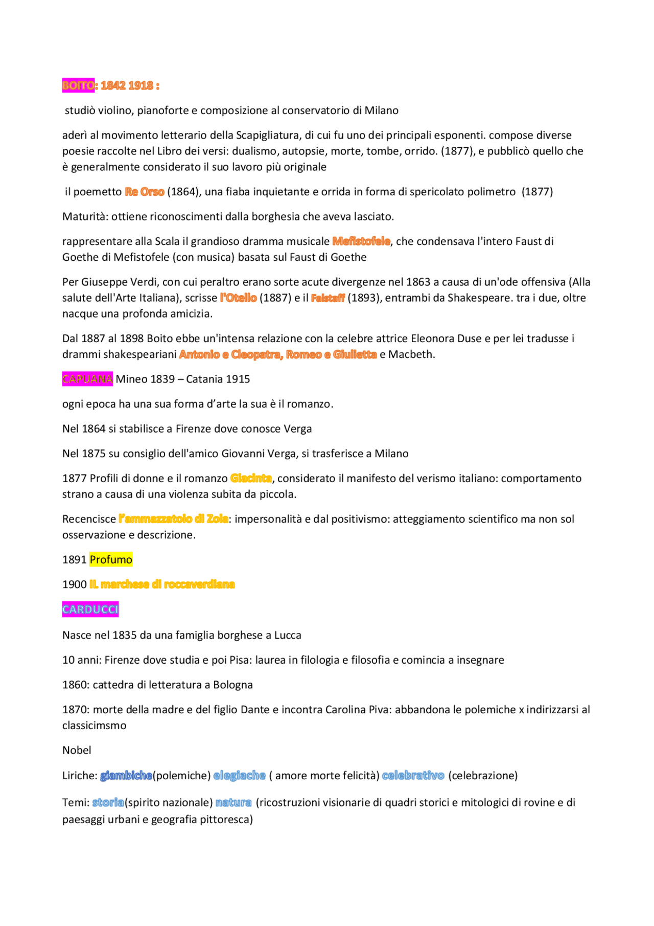 Riassunto Autori Minori Docsity