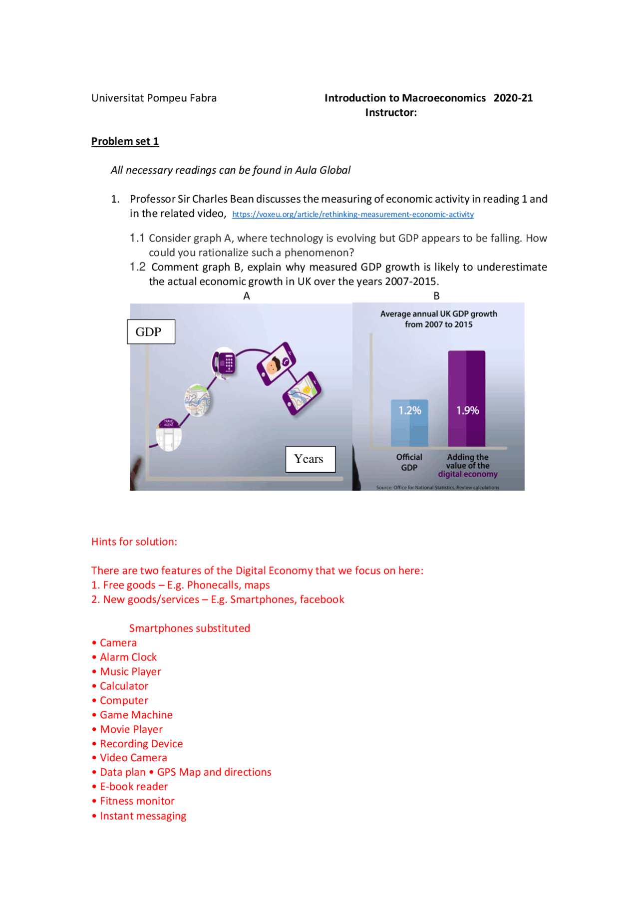 Problem Set 2 Introduction To Macroeconomics Upf Docsity