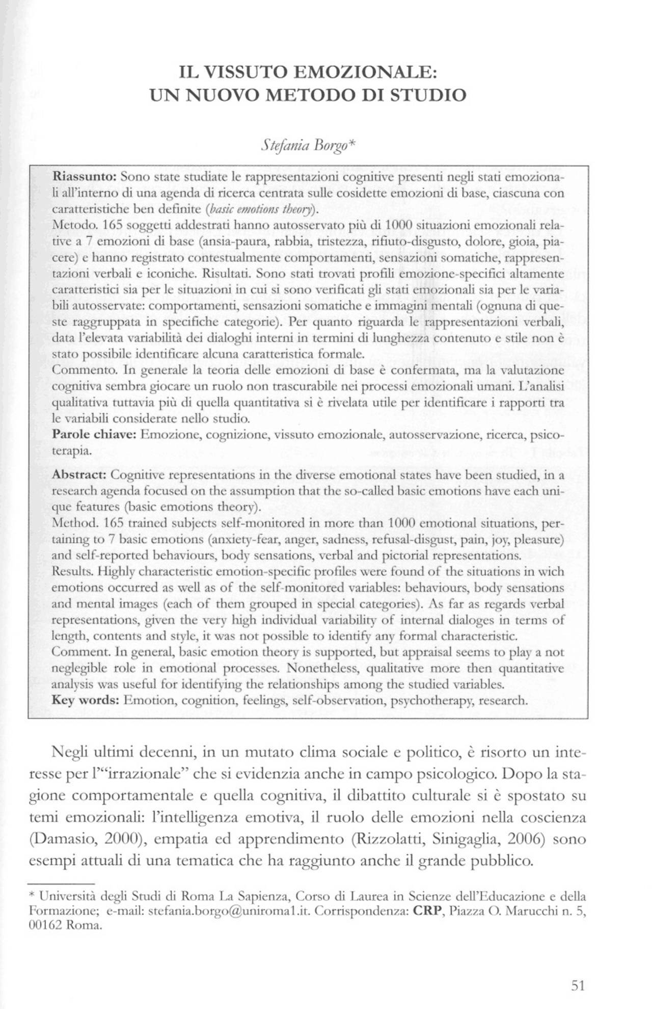 Dispense Sulle Emozioni Dispense Di Psicologia Generale Docsity