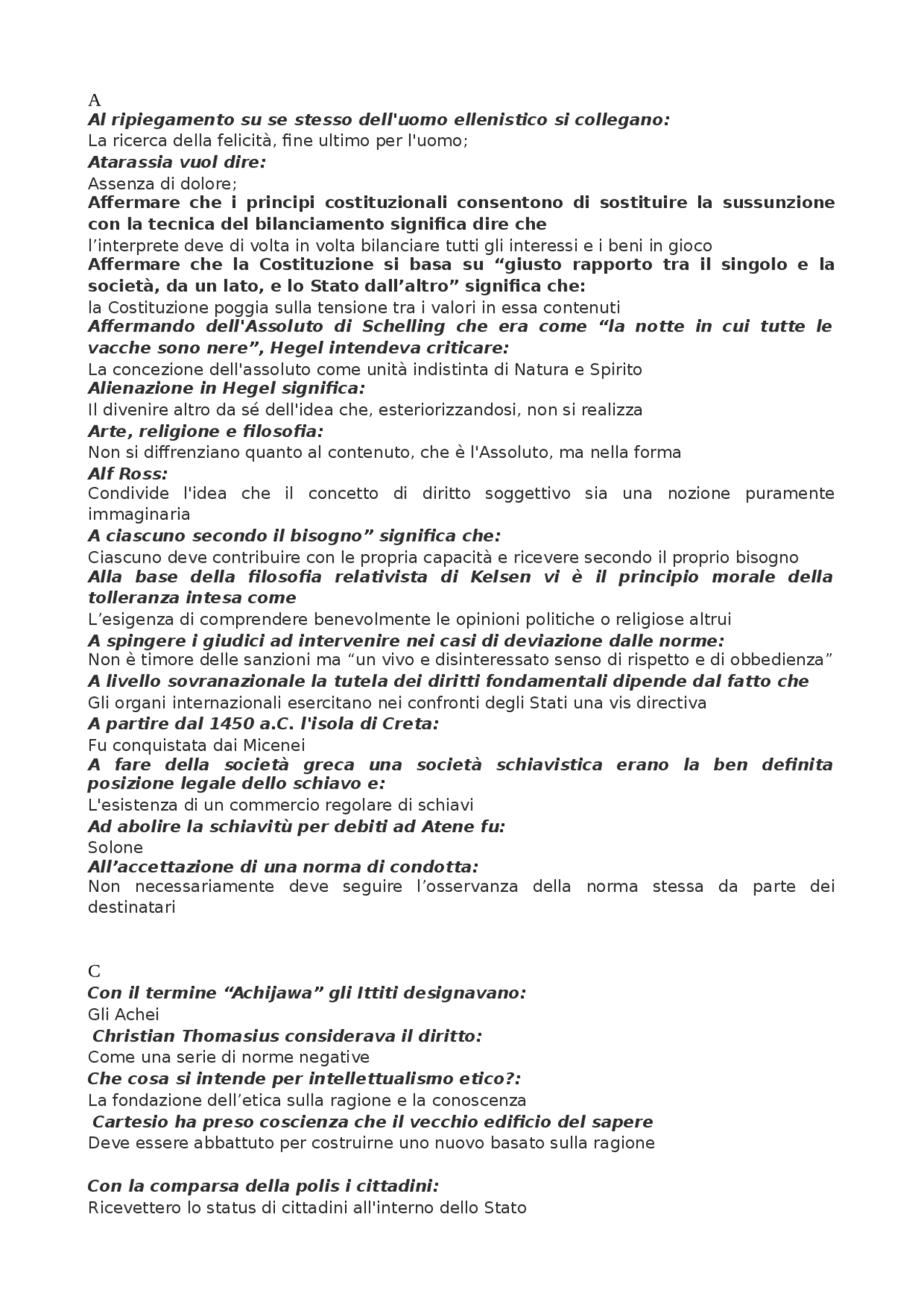 Domande E Risposte Filosofia Del Diritto Pegaso Docsity